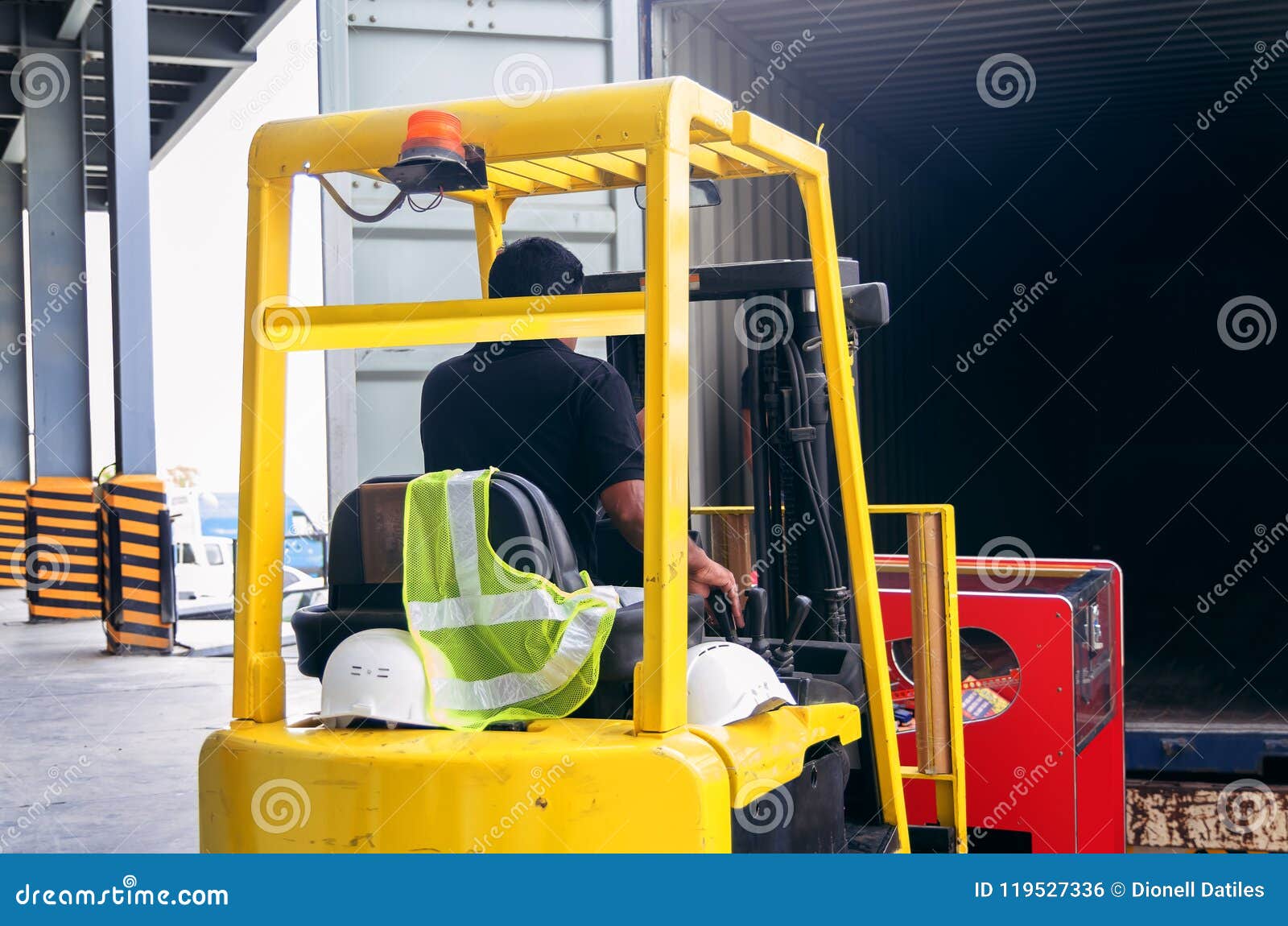 Forklift operator stock photo. Image of distribution - 119527336