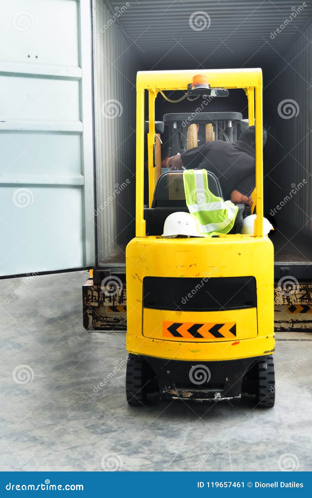 Forklift Operator Loading the Cargo Stock Image - Image of operator ...
