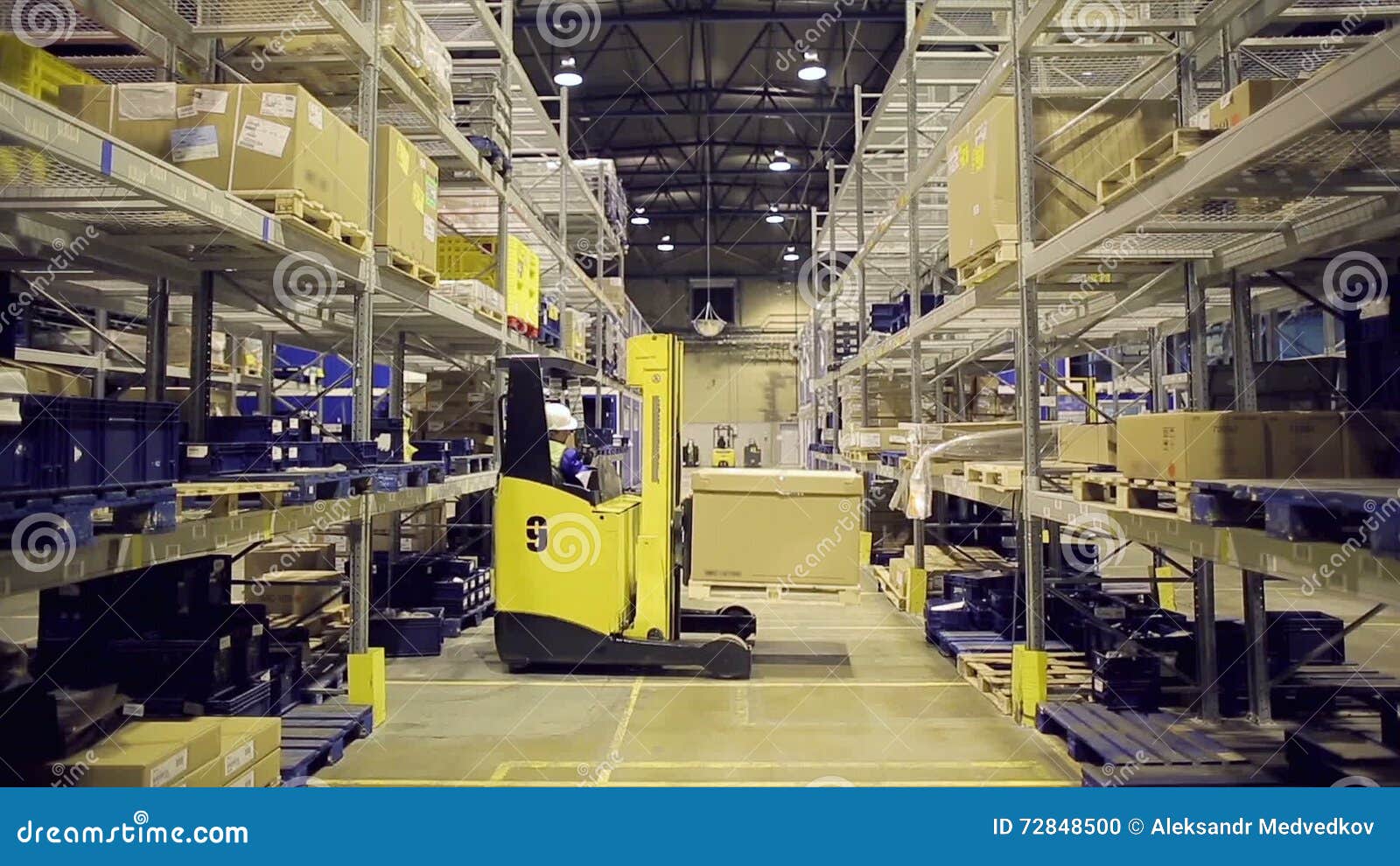 Forklift Operator Loading Container on Rack Stock Footage - Video of ...