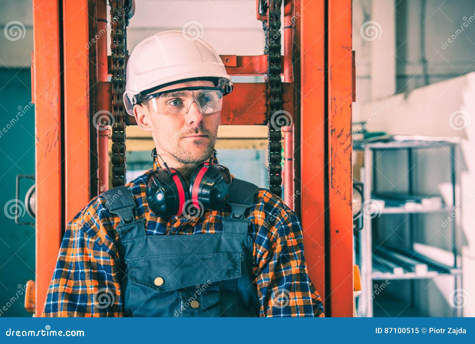 Forklift Operator Portrait stock image. Image of warehouse - 87100515