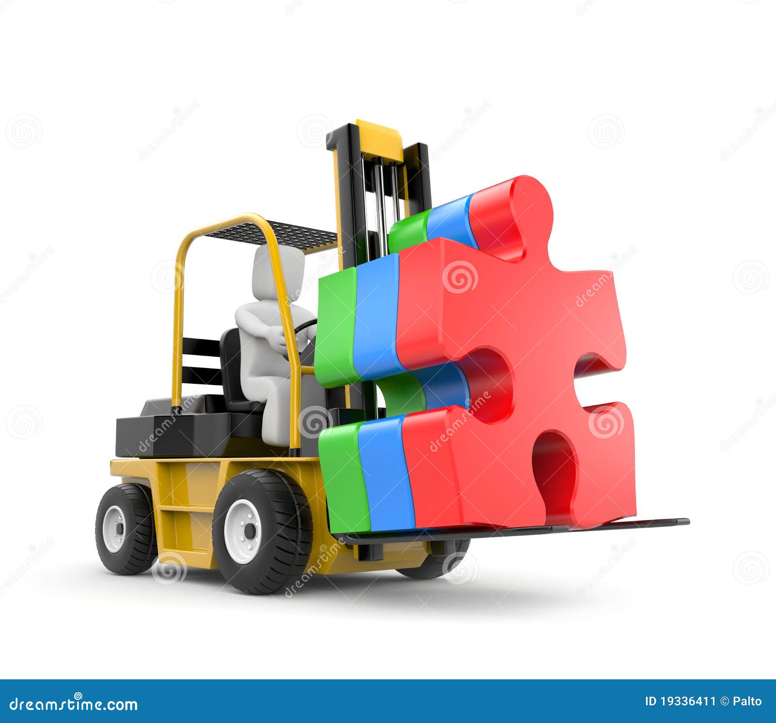 Forklift with puzzle stock illustration. Illustration of piece - 19336411