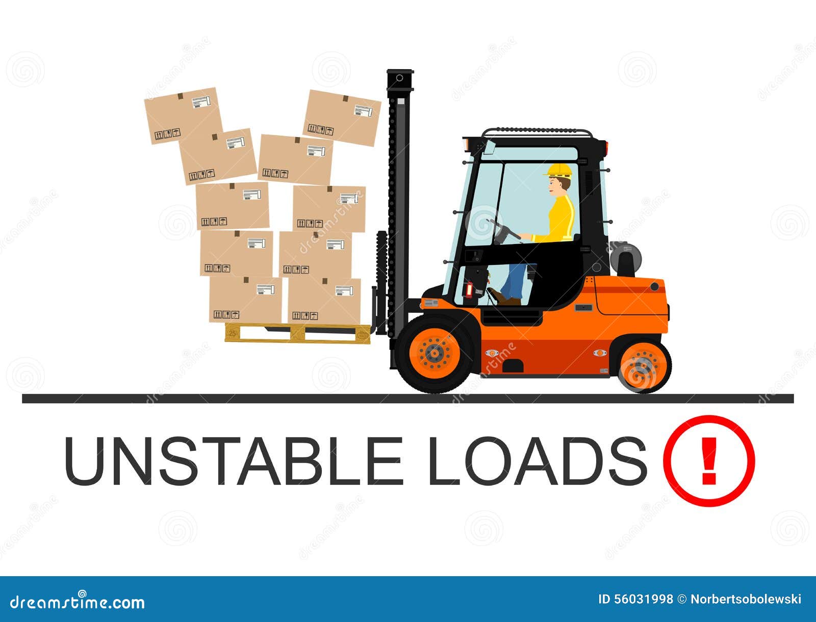 Forklift safety. Vector stock vector. Illustration of deliver - 56031998