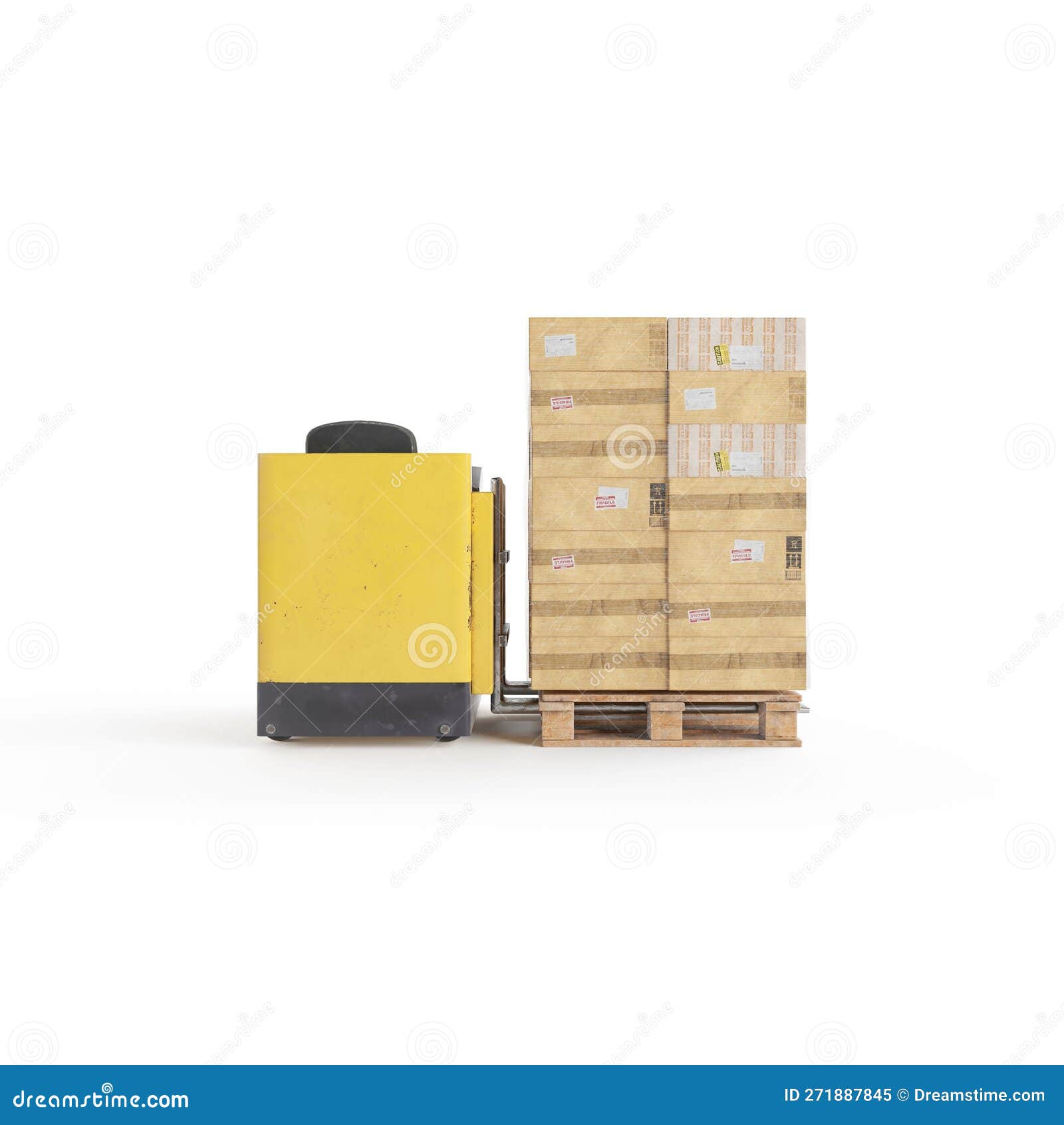 A Forklift Moves a Stack of Boxes To the Top of it Stock Image - Image ...