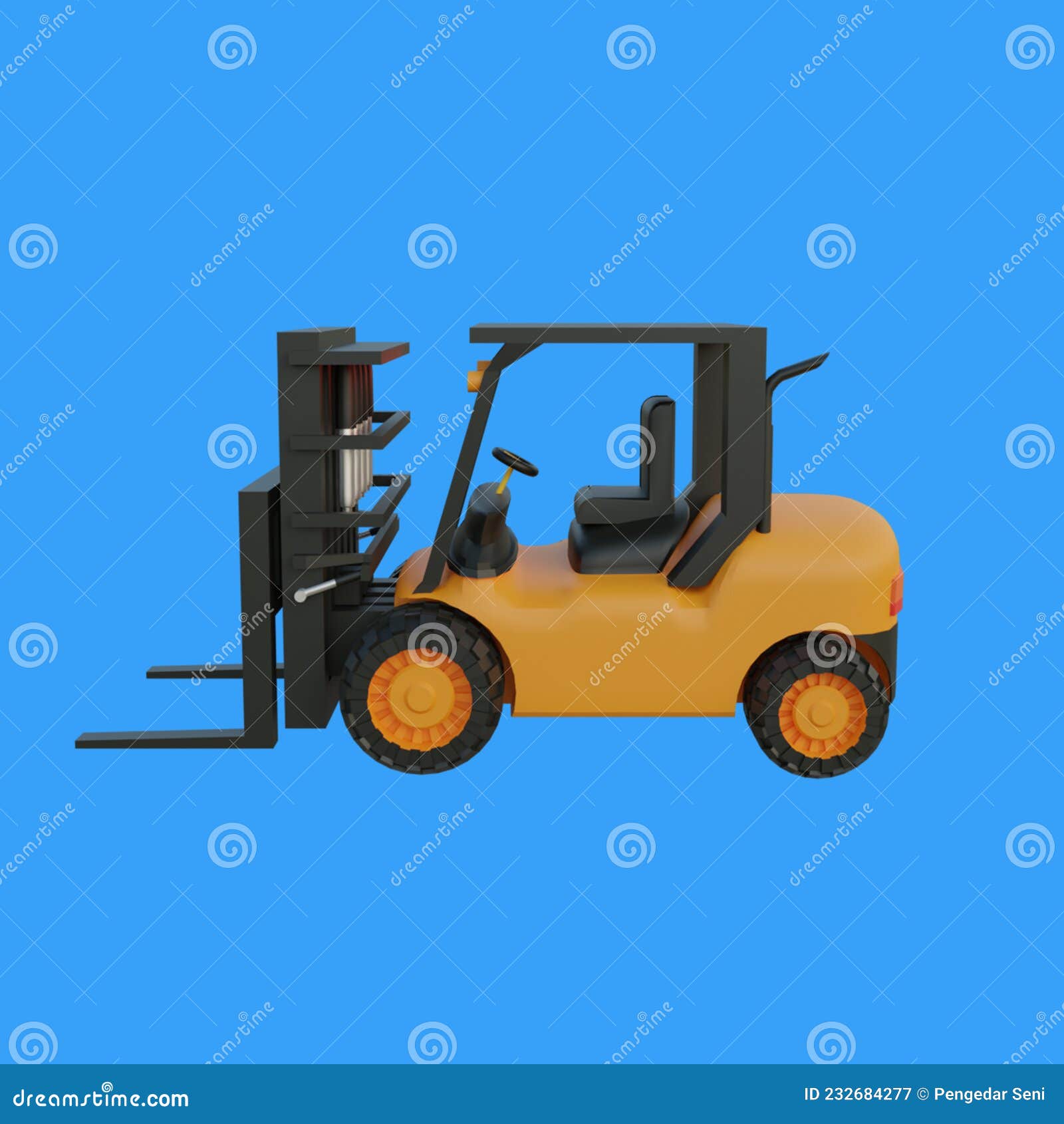 Forklift Top View Isolated On White Background. 3d Rendering Royalty ...