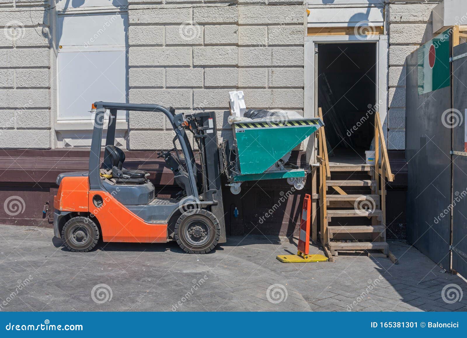 Forklift Skip Container stock image. Image of exterior - 165381301
