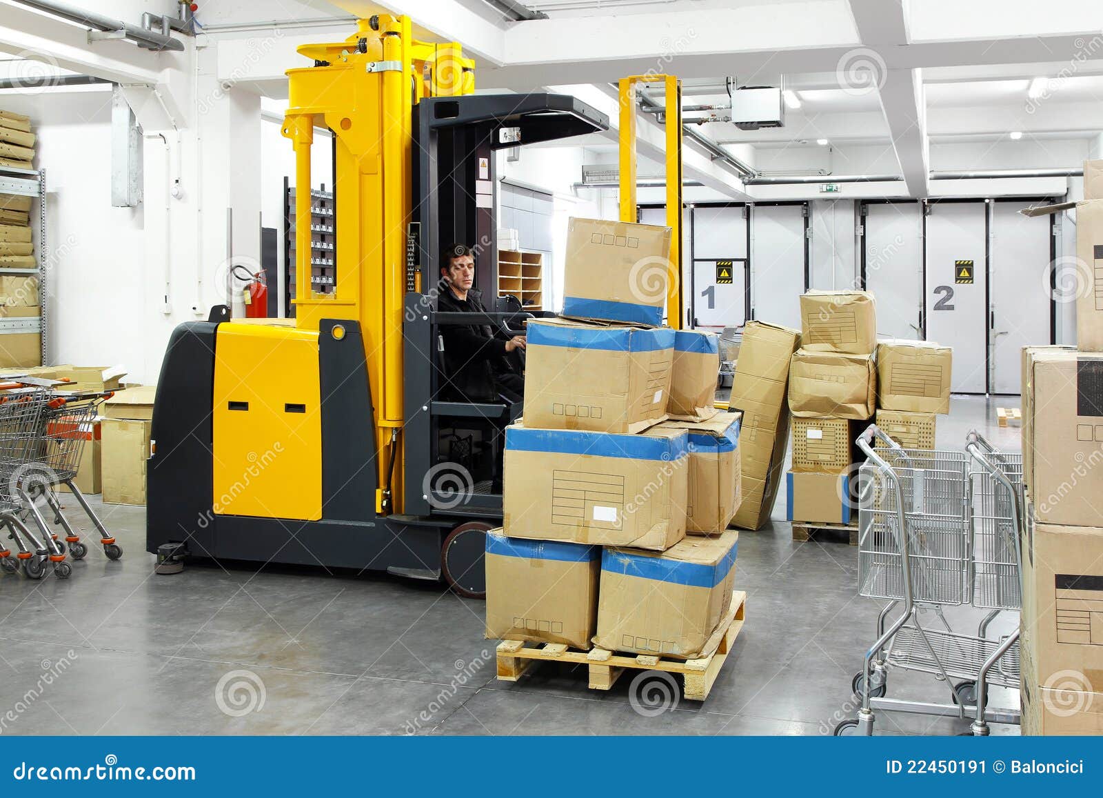 Forklift Stacker Loader Construction Showing Joists Trusses Royalty ...