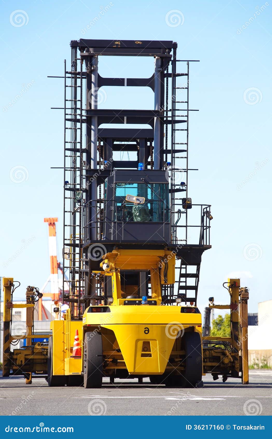Forklift is Stacking Container Stock Photo - Image of export, ship ...