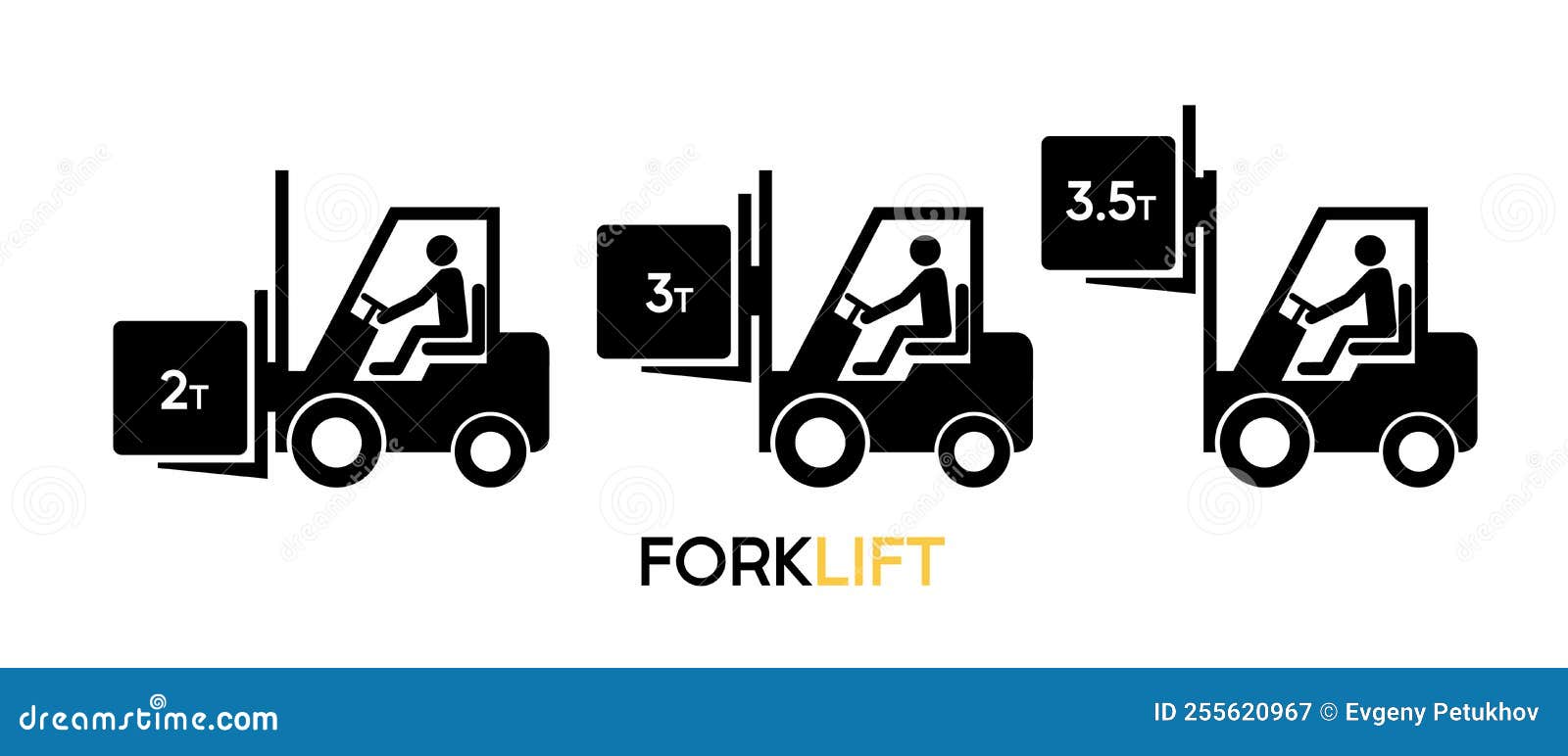 Forklift Symbol Set with Different Load Lifting Weight Stock Vector ...