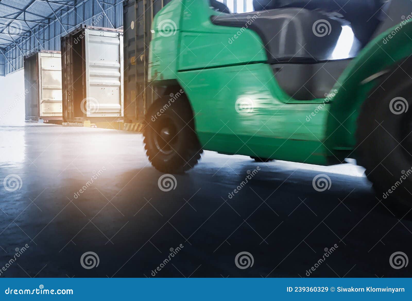 Forklift Tractor Loading at the Warehouse. Delivery Service. Trucks ...