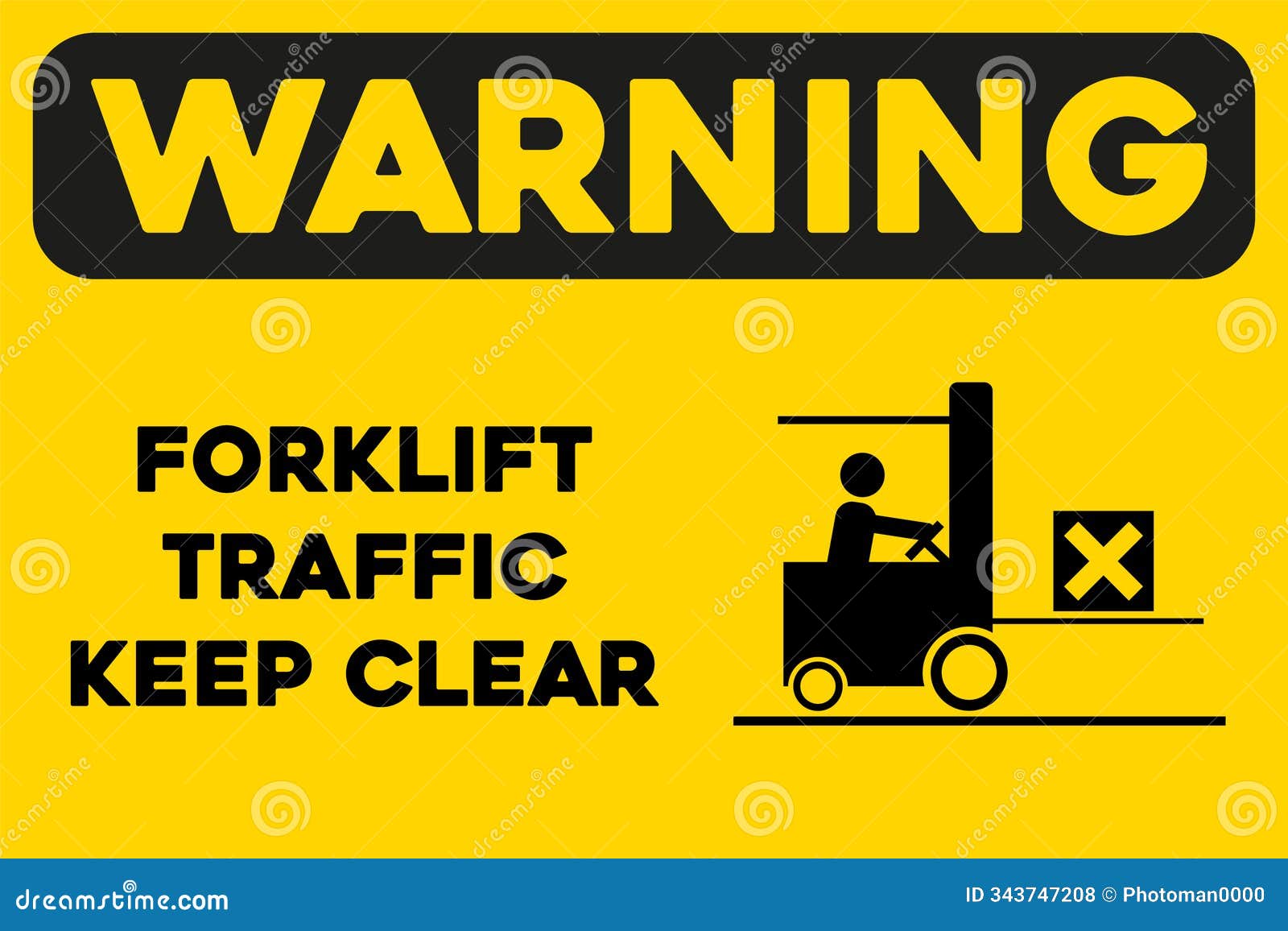 Forklift Traffic Caution Sign Cartoon Vector | CartoonDealer.com #190330105