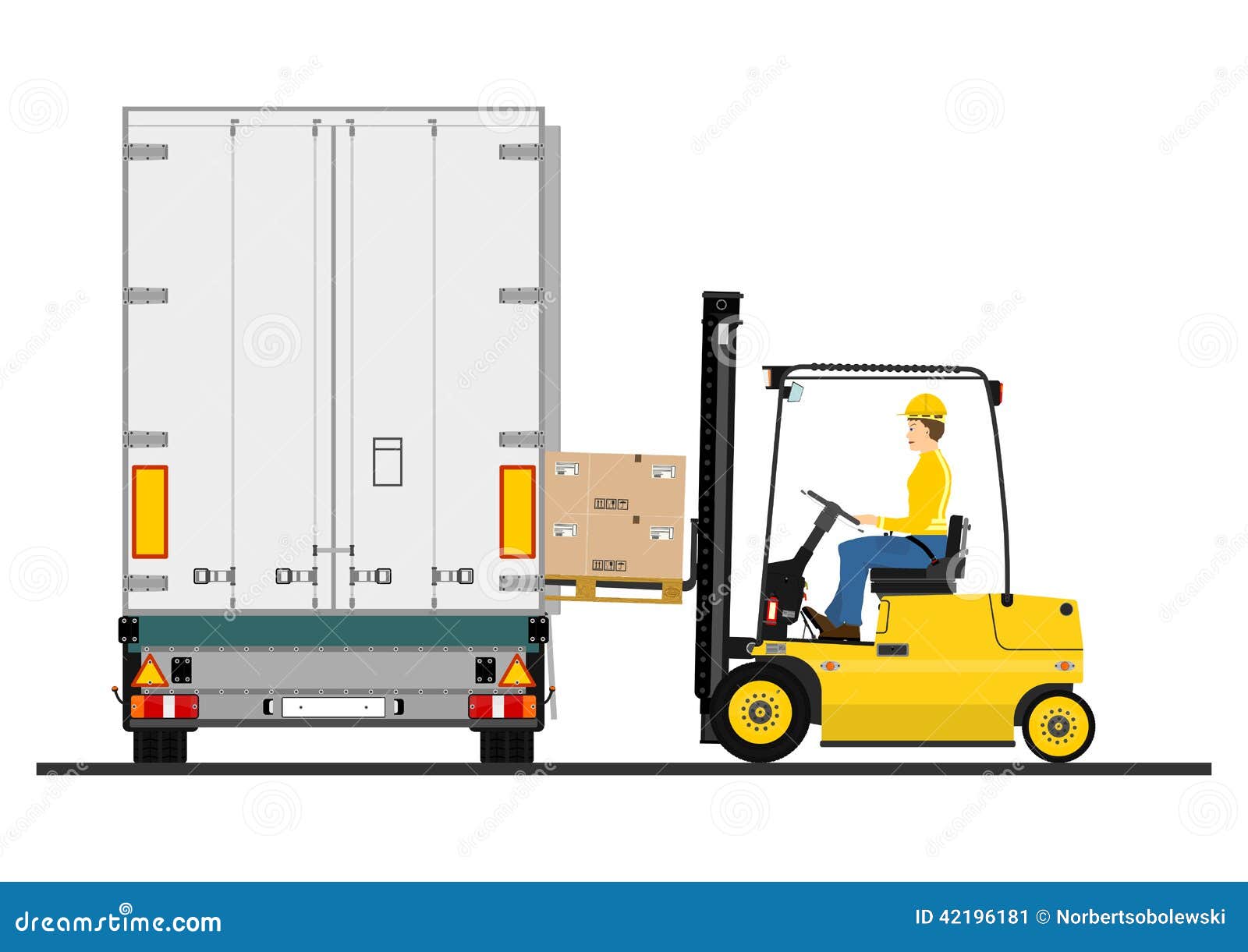 Forklift and trailer stock vector. Illustration of lift - 42196181