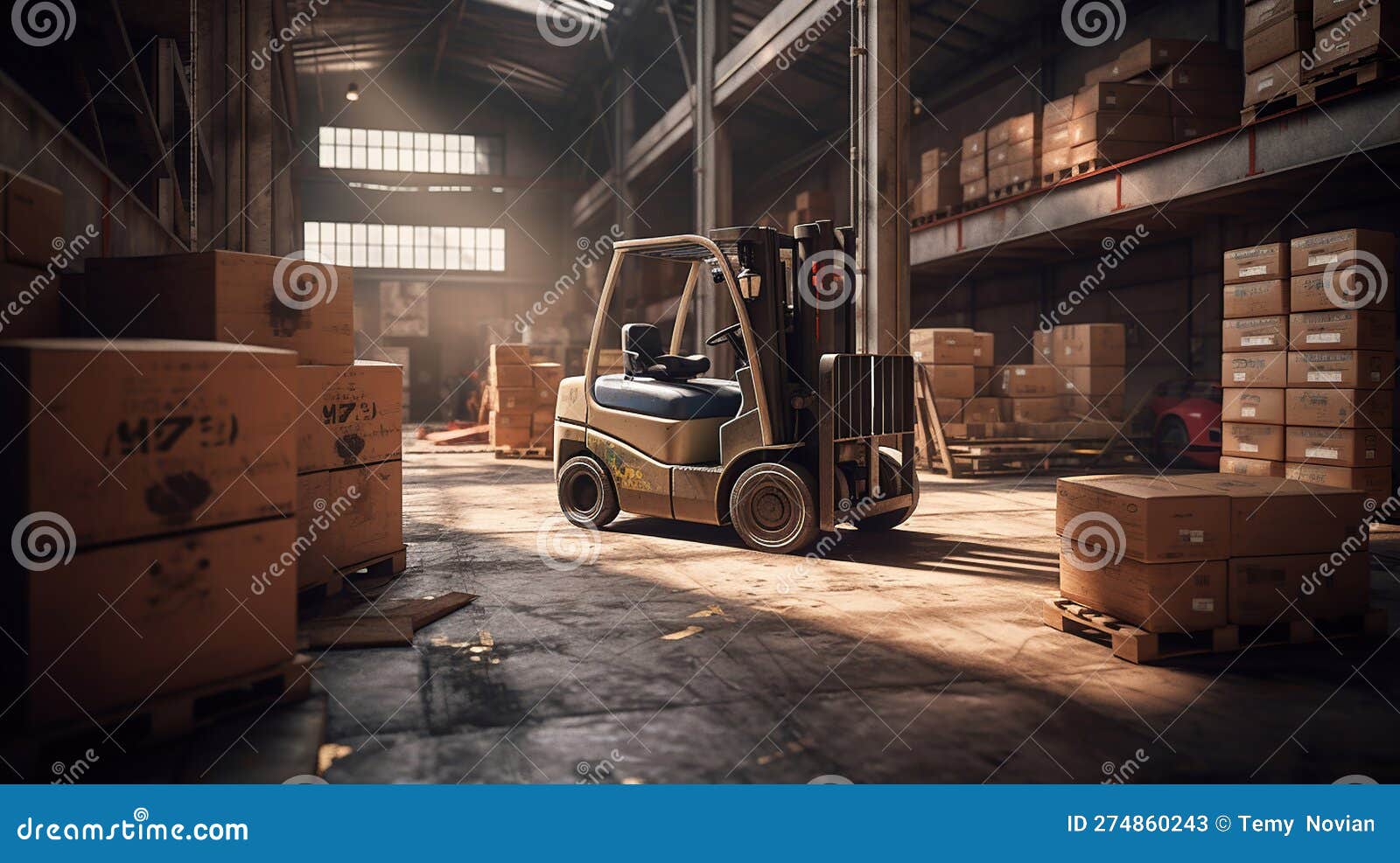 Forklift Transport Heavy Loads of Inventory from One End of the ...