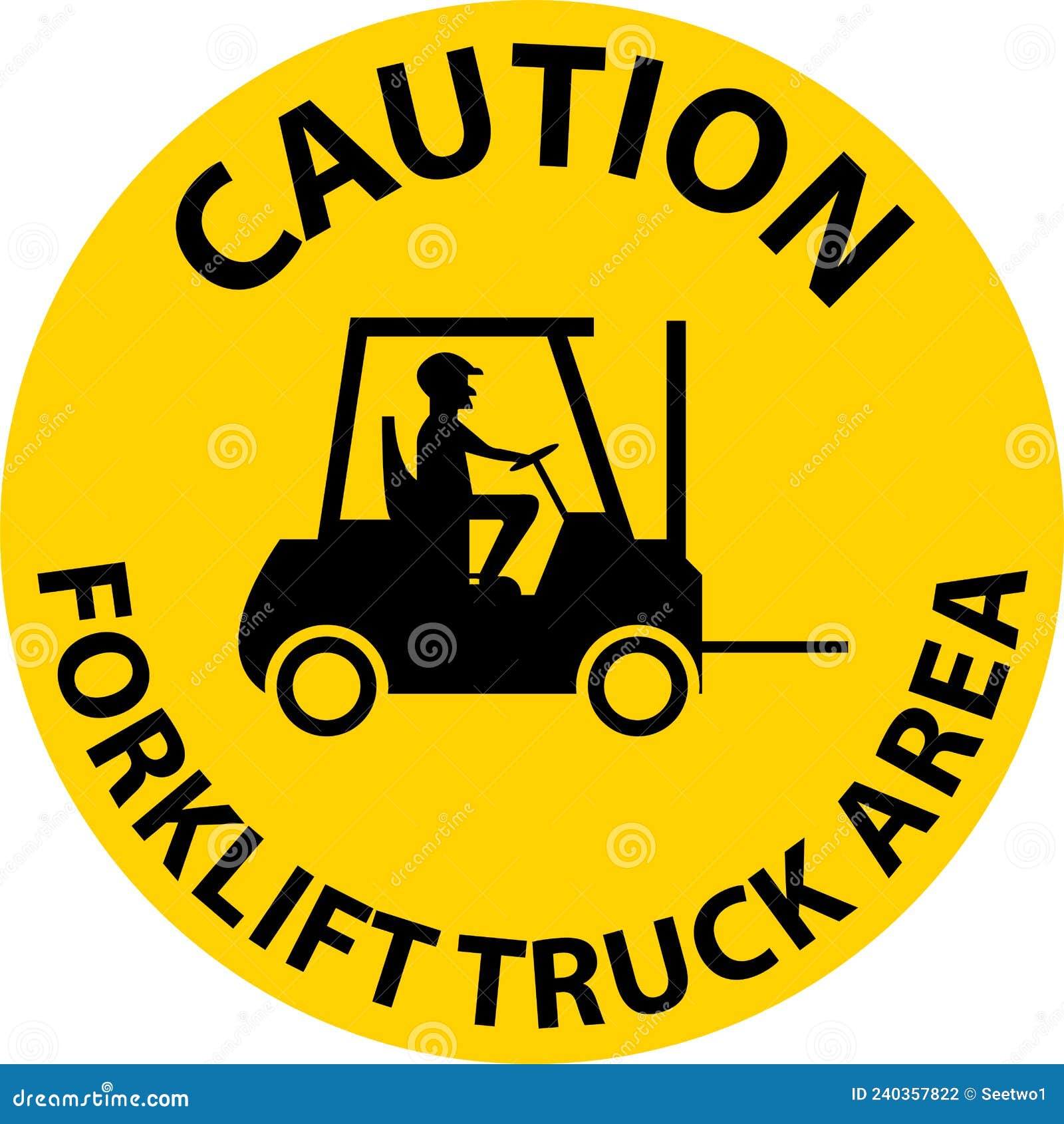 Forklift Truck Area Hazard Caution Sign Stock Vector - Illustration of ...