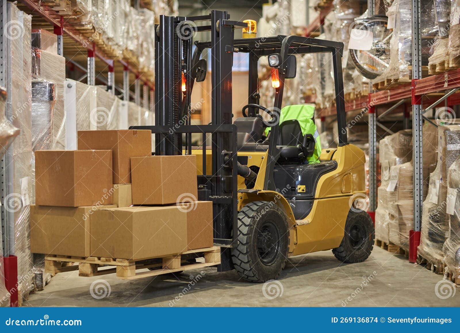 Forklift Truck Carrying Boxes in Warehouse Editorial Stock Image ...