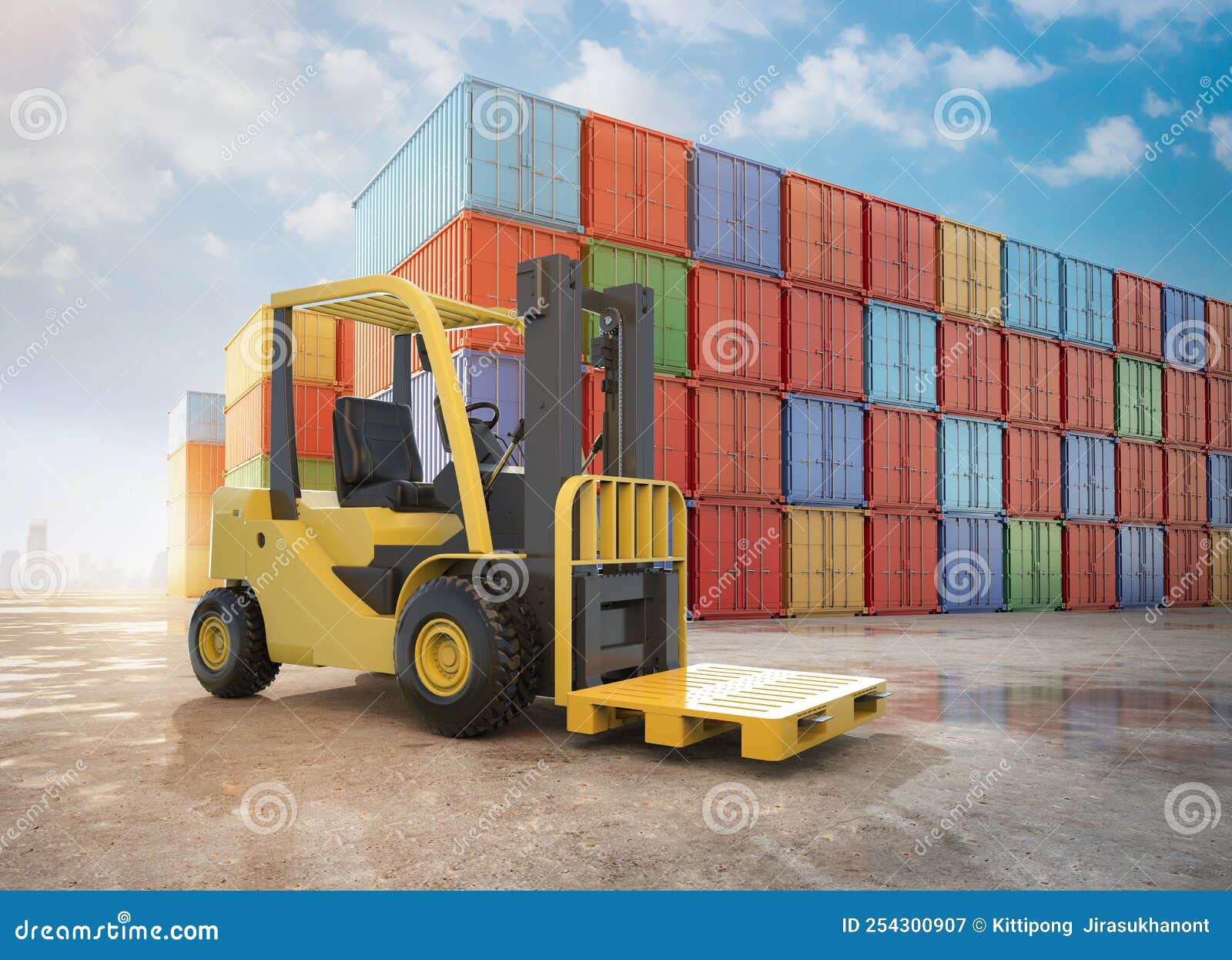 Container-Terminal Vector Illustration | CartoonDealer.com #18078228