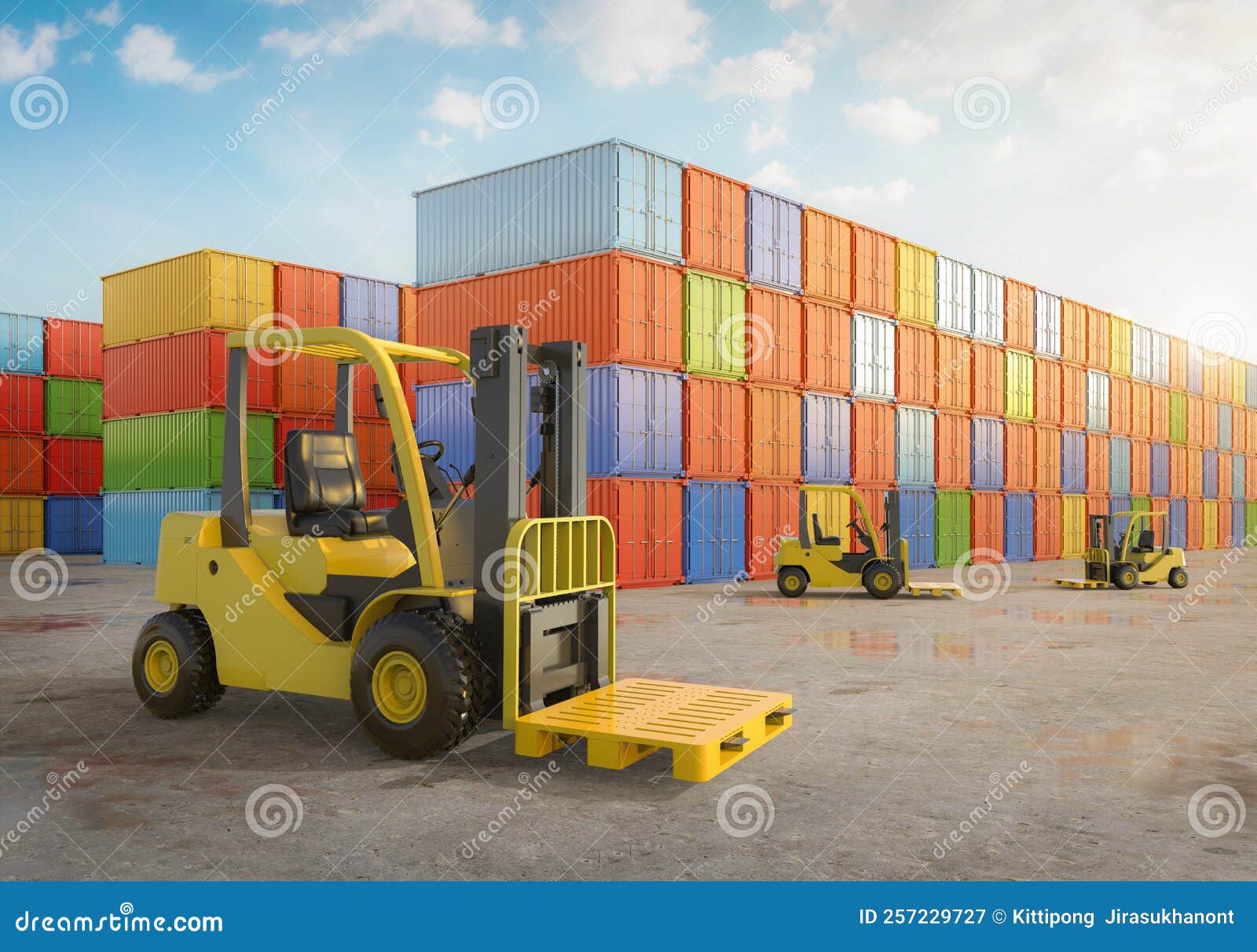 Sea Container Terminal Isometric Infographics Cartoon Vector ...