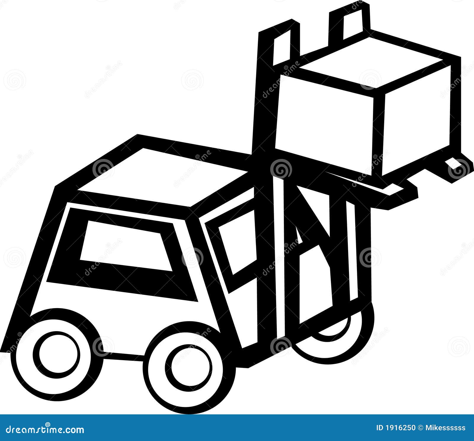 Forklift Truck Lifting a Box Vector Illustration Stock Vector ...