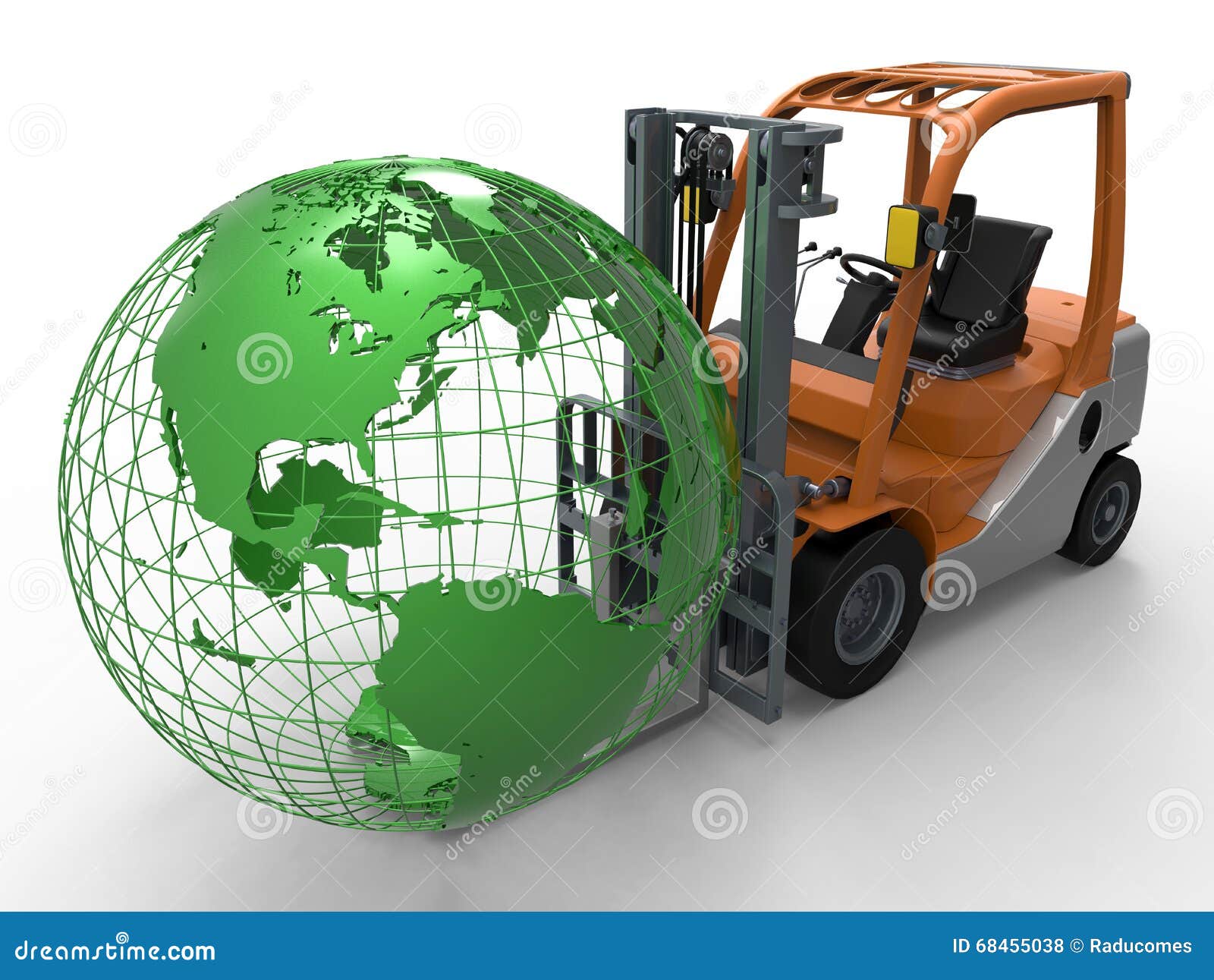 Forklift Truck Lifting Earth Globe Stock Illustration - Illustration of ...