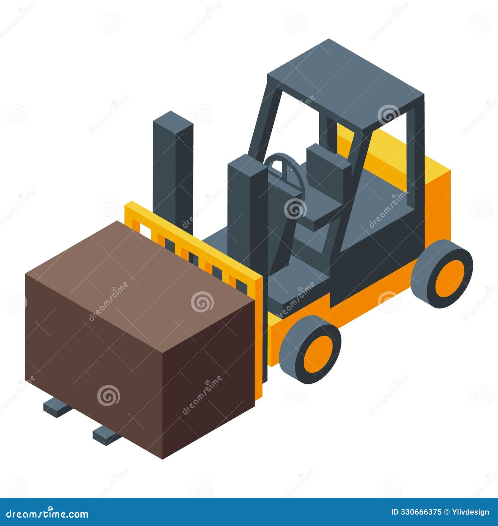 Forklift Truck Lifting Heavy Load Cargo Box Storage Stock Image - Image ...
