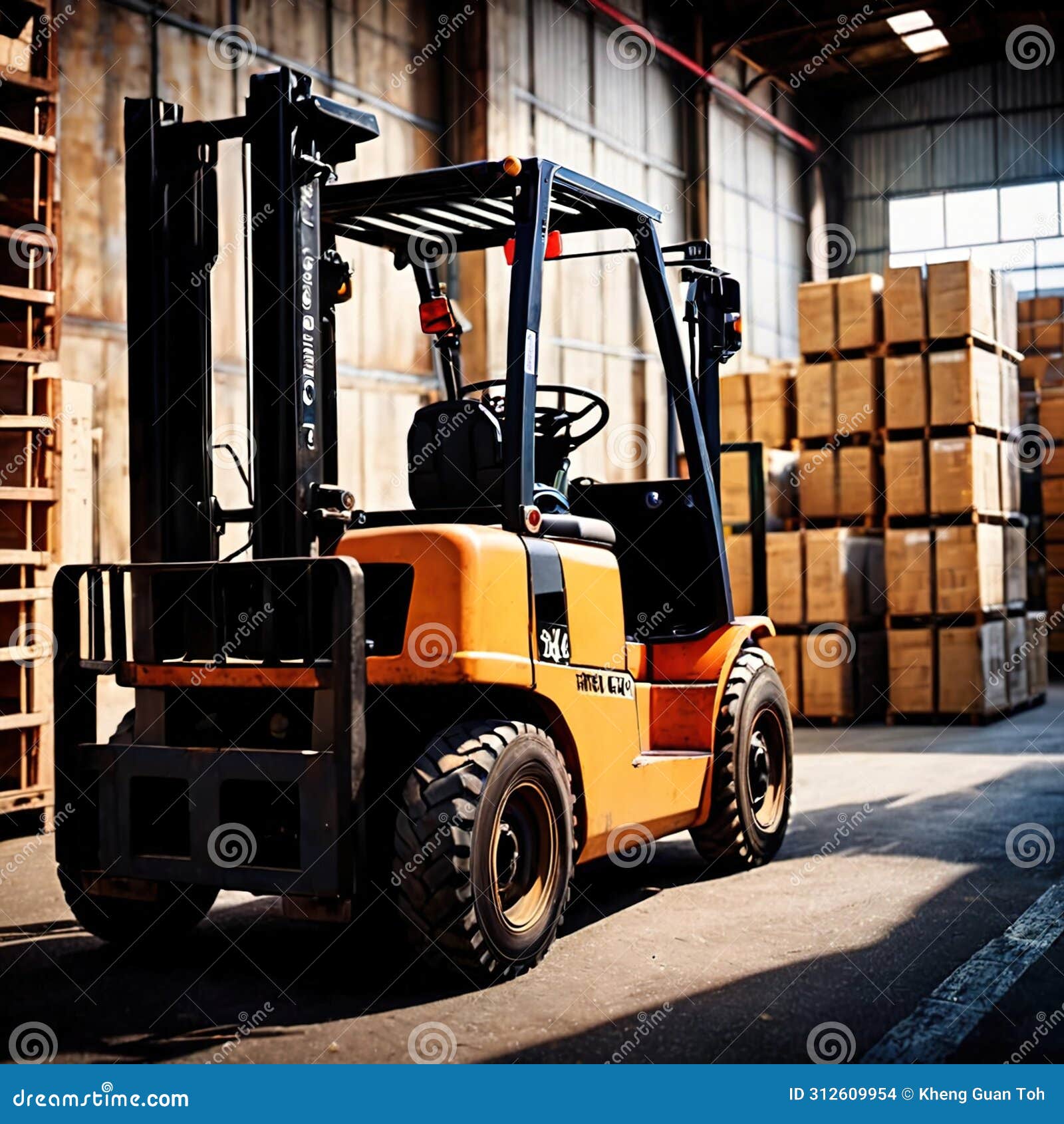 Forklift Truck Loader for Carrying and Loading Goods in Wareouse ...