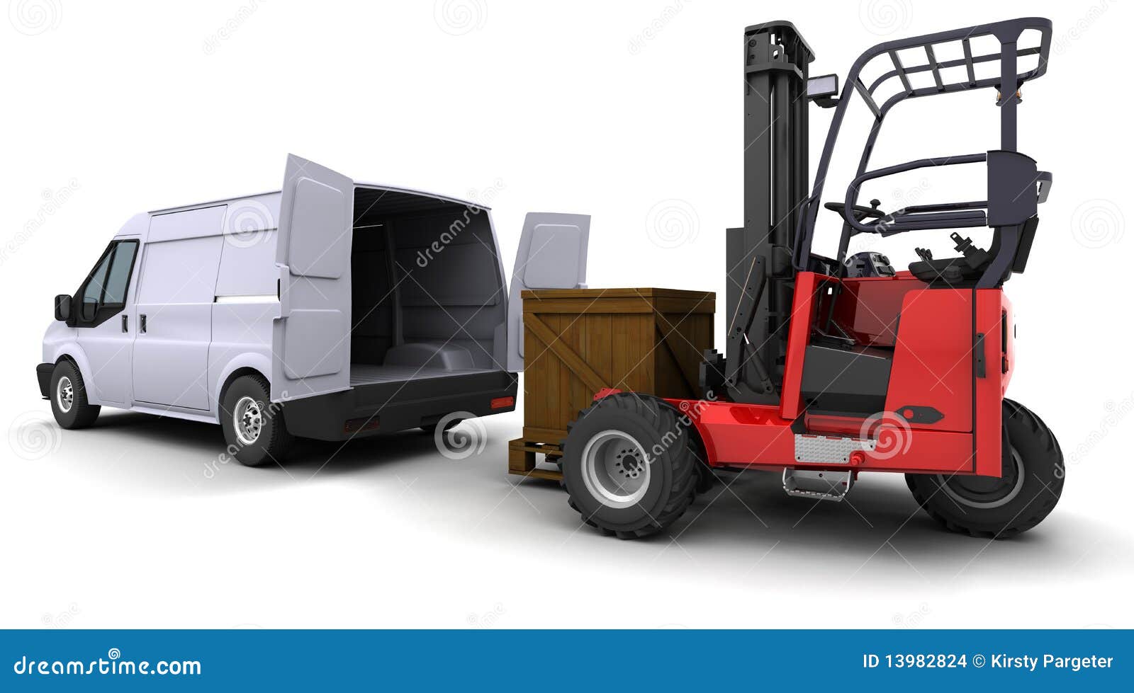 Forklift Truck Loading a Van Stock Illustration - Illustration of ...