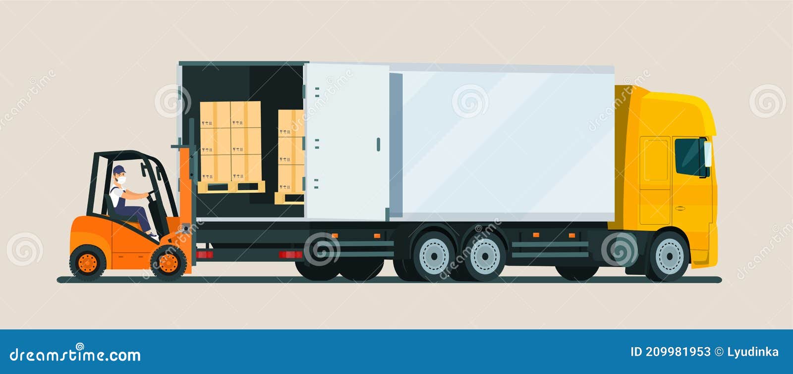 Forklift Truck Loading. Vector Illustration Stock Vector - Illustration ...