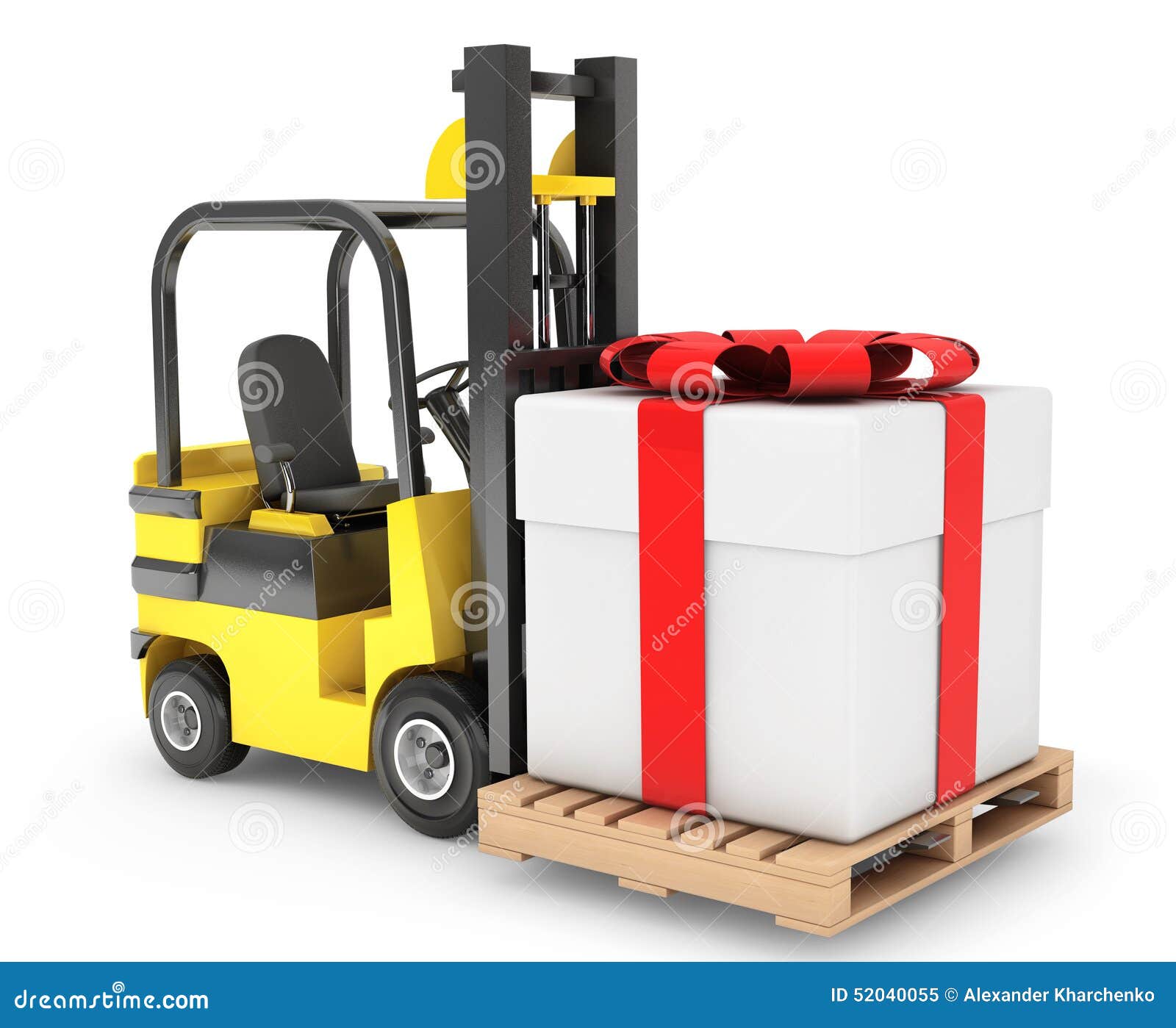 Forklift Moves Pallets In Stock For Building Materials Cartoon Vector ...