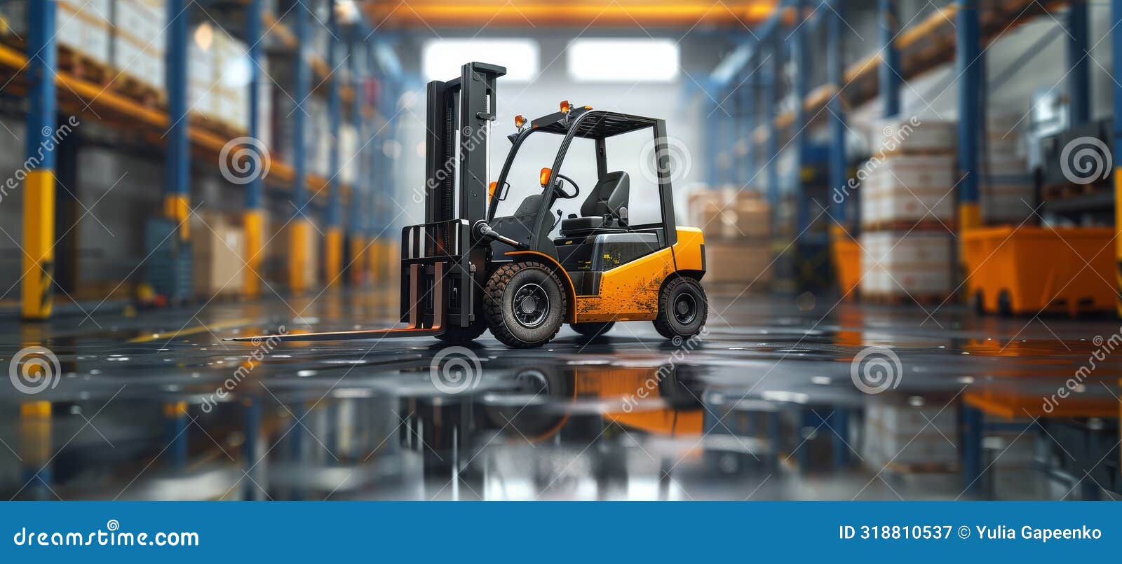 Forklift Truck Operating in Warehouse - Forklift Stock Image - Image of ...