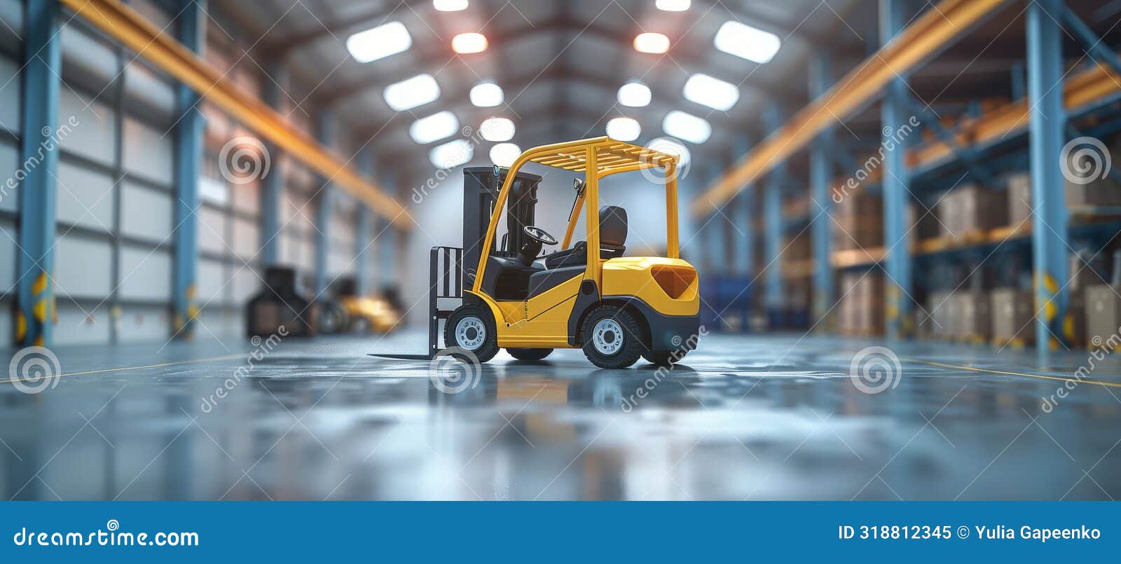 Forklift Truck Operating in Warehouse - Forklift Stock Image - Image of ...