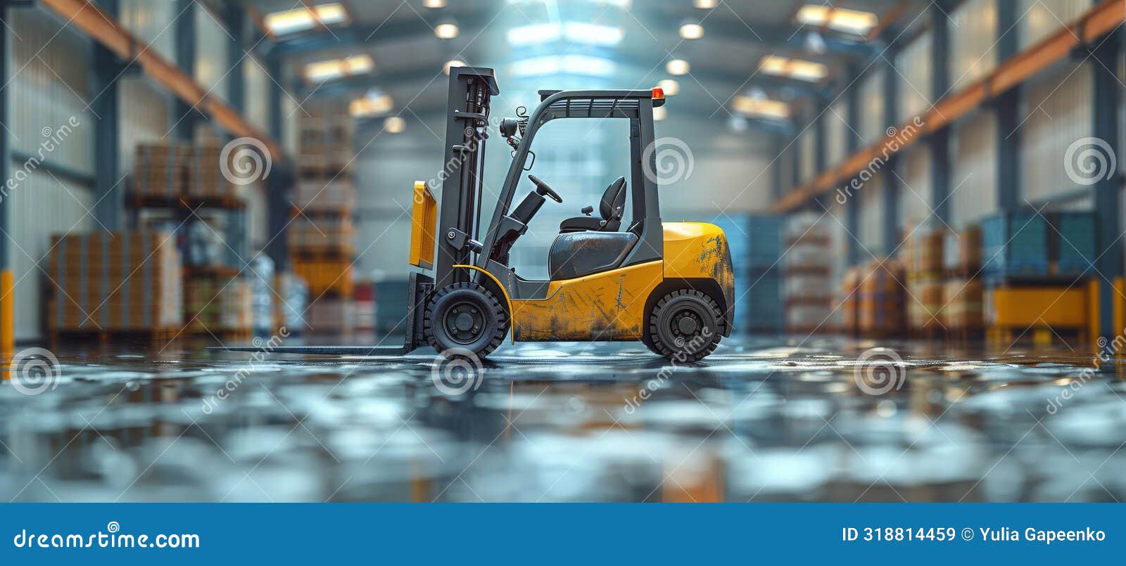Forklift Truck Operating in Warehouse - Forklift Stock Image - Image of ...