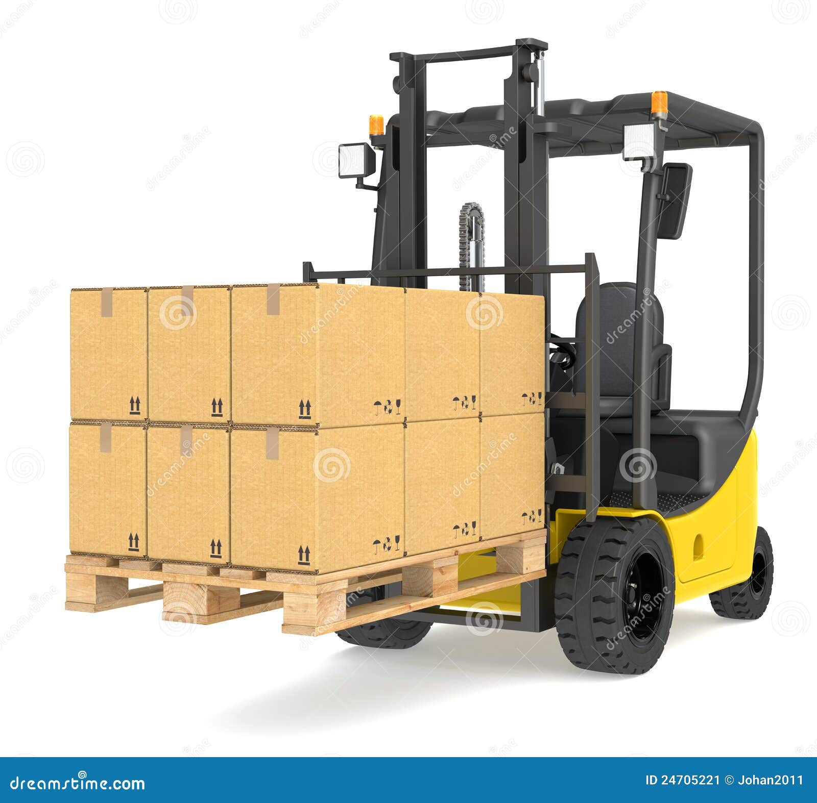 Forklift Truck And Pallets Cartoon Vector | CartoonDealer.com #65654653