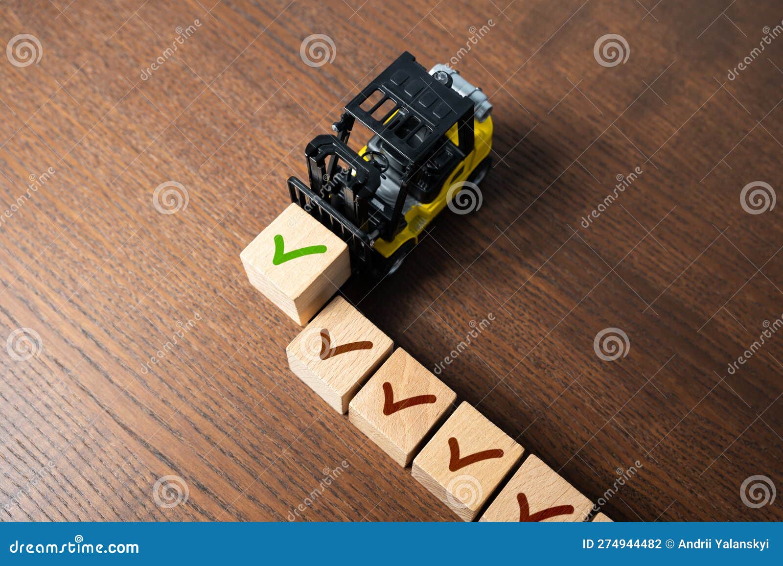 Forklift Truck Performs Completes The Next Stage Of Work. Delivery ...