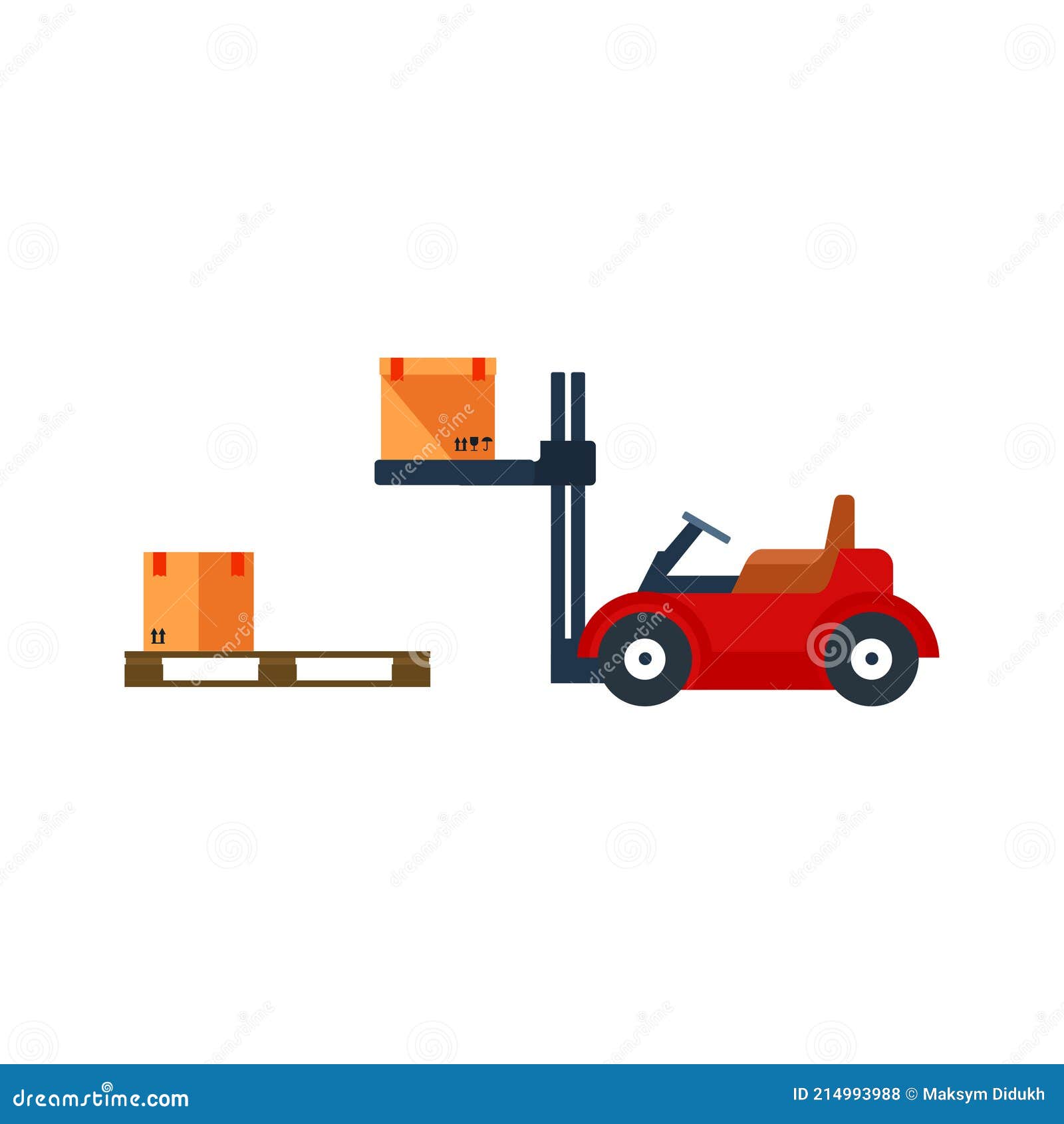 Forklift Trucks with Cargo, Cargo Unloading, Vector Illustration Stock ...