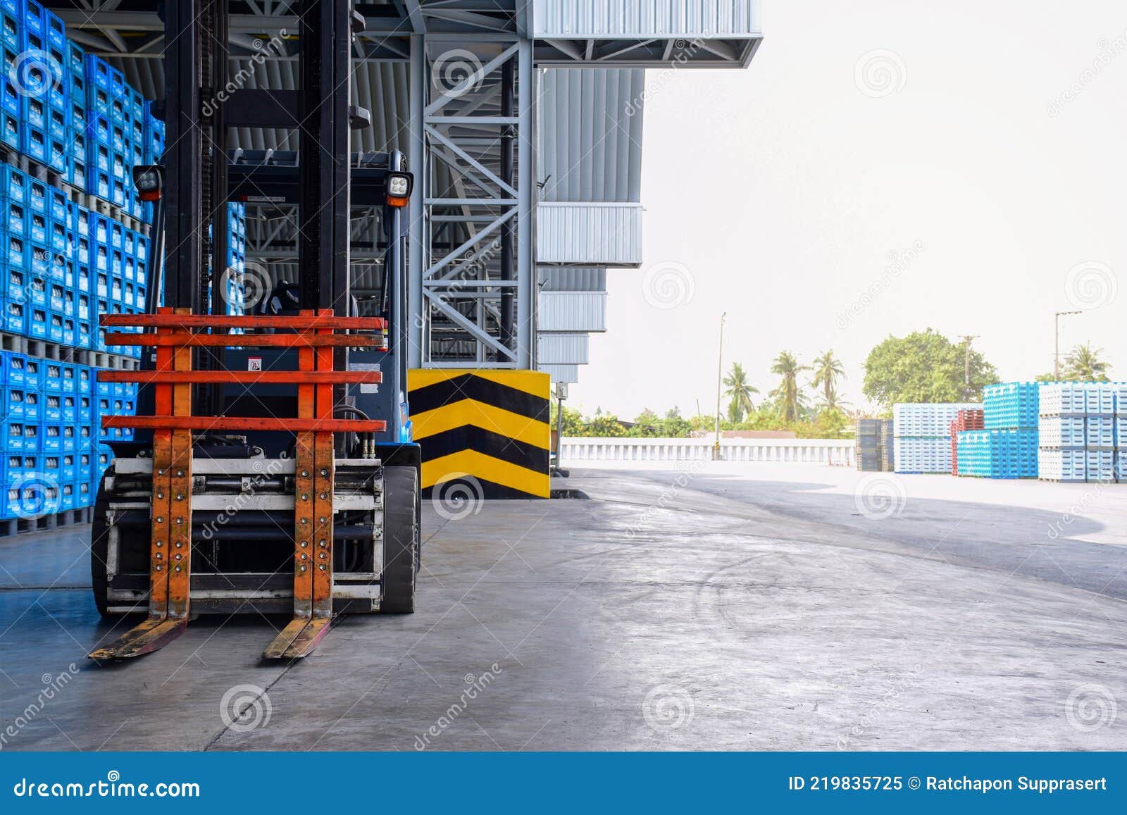 Forklift Trucks Parked in a Warehouse Stock Image - Image of logistics ...