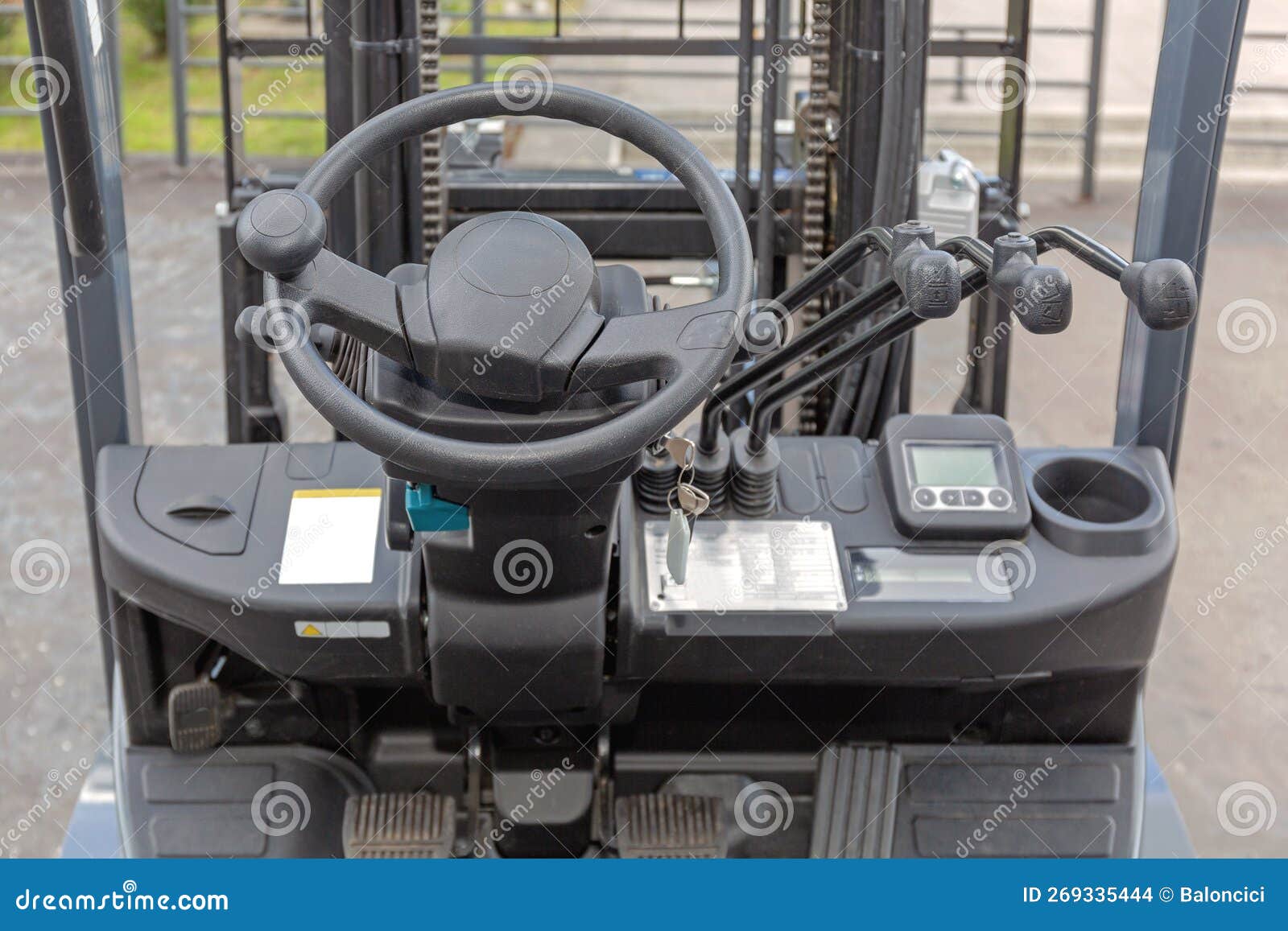 Forklift Driver Position stock photo. Image of lever - 269335444