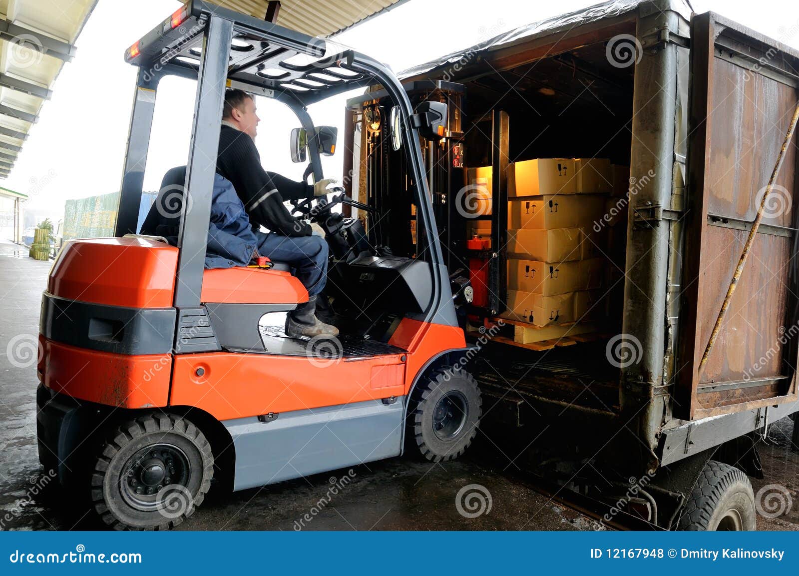 Forklift in warehouse stock photo. Image of forklift - 12167948