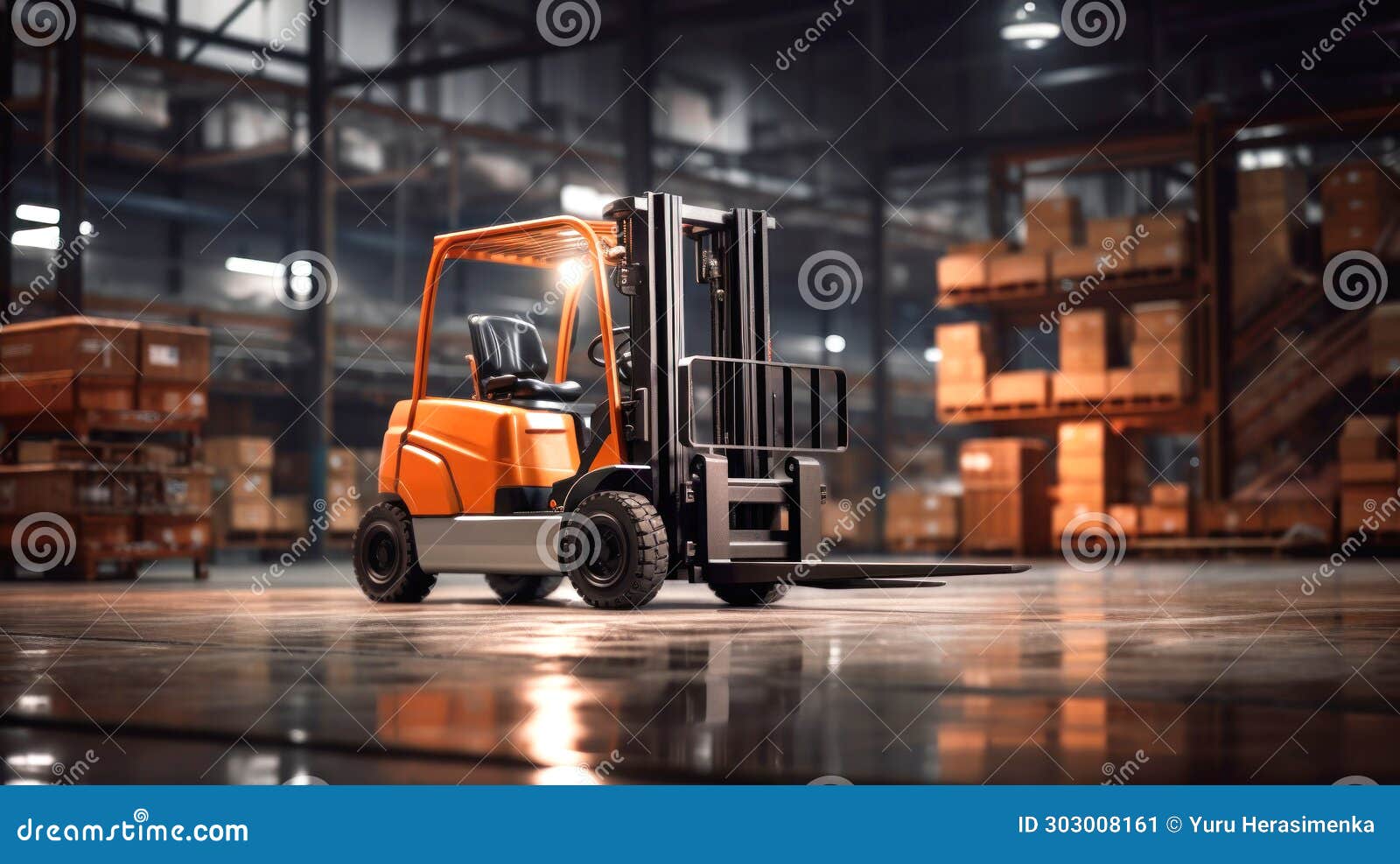 Forklift in a Warehouse. Lifting and Moving Loads Stock Illustration ...