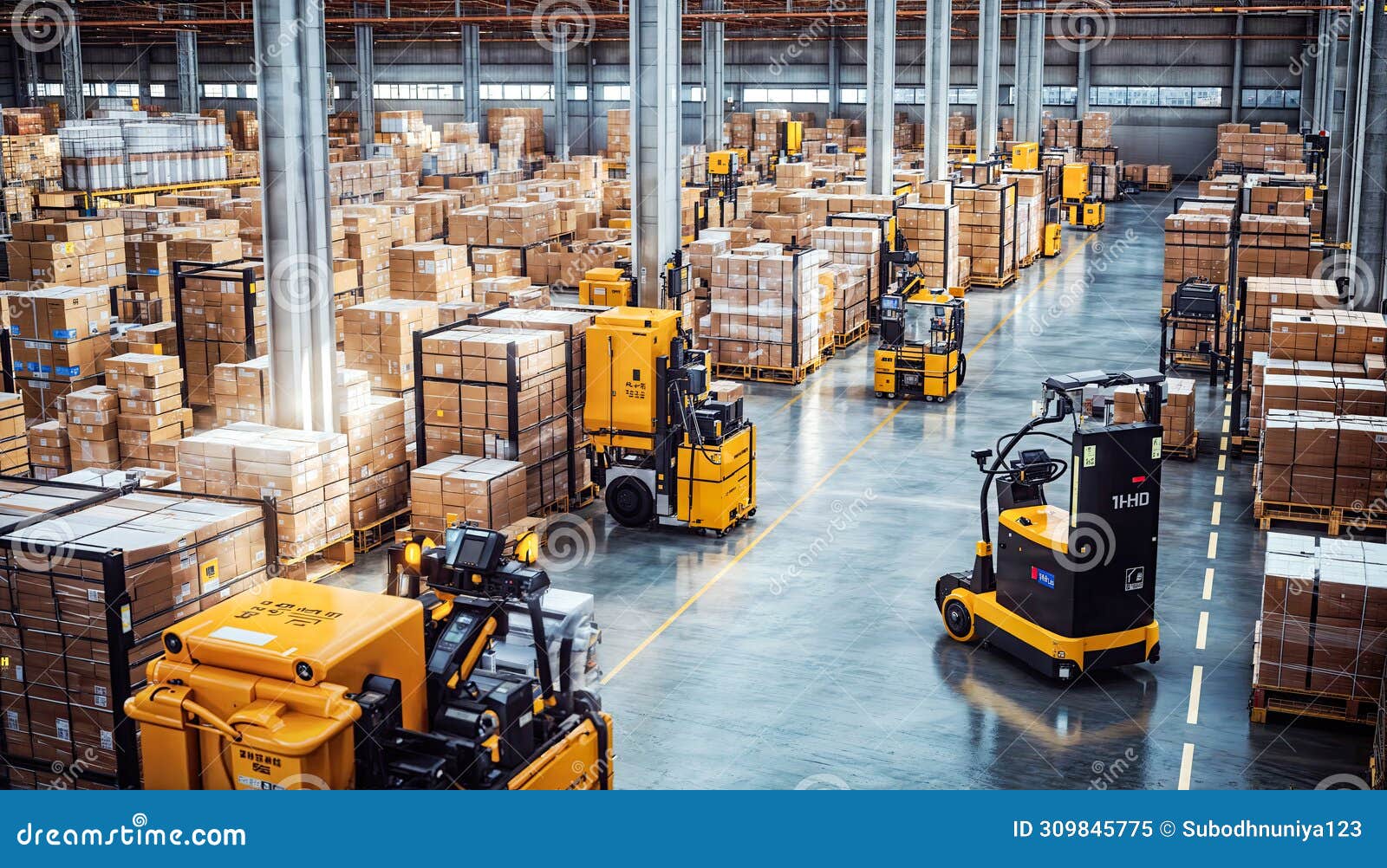 Forklift in Warehouse. Logistics and Transportation Concept Stock ...