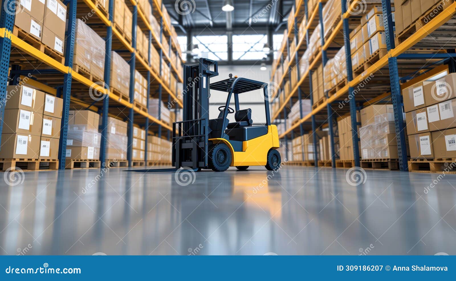 Forklift in Warehouse Ready for Logistics and Distribution Operations ...