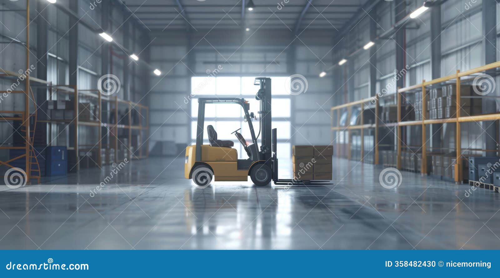Forklift in a Warehouse. Created by Generative Artificial Intelligence ...