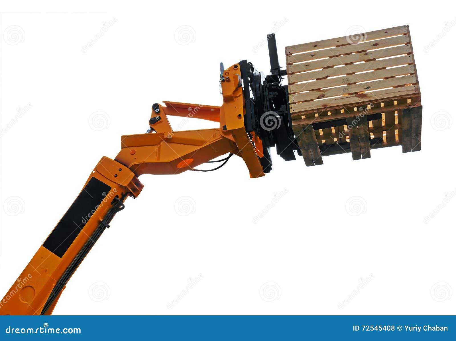 Forklift with wooden crate stock photo. Image of delivery - 72545408