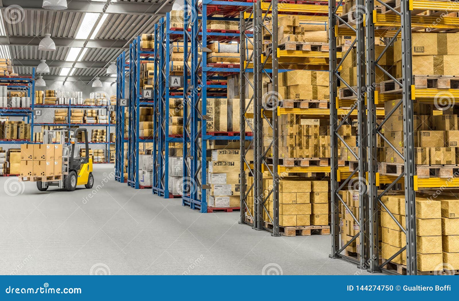 Large Warehouse Filled With Stacked Cardboard Boxes Royalty-Free Stock ...