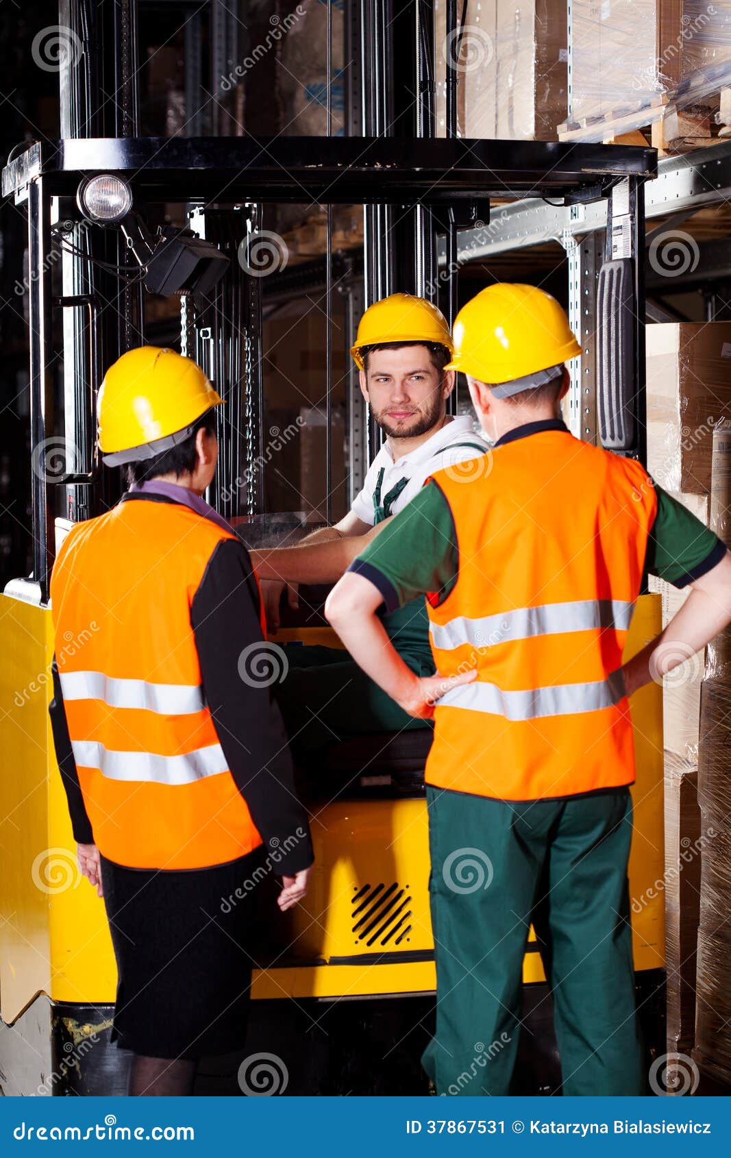 Forklift Worker with Management Stock Image - Image of manufacturing ...