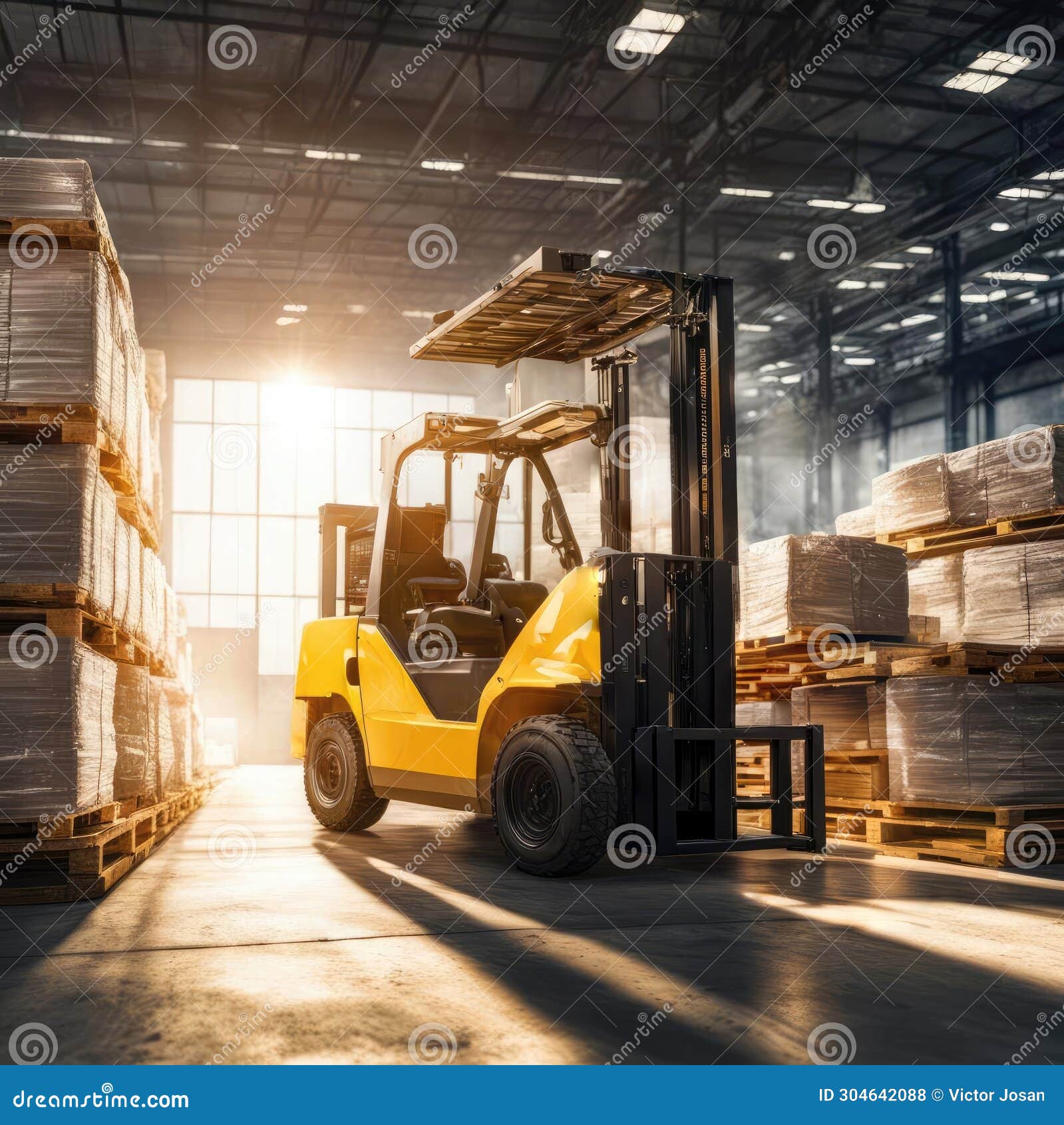 Forklifts Loading and Unloading Storage Racks. Generative AI Stock ...