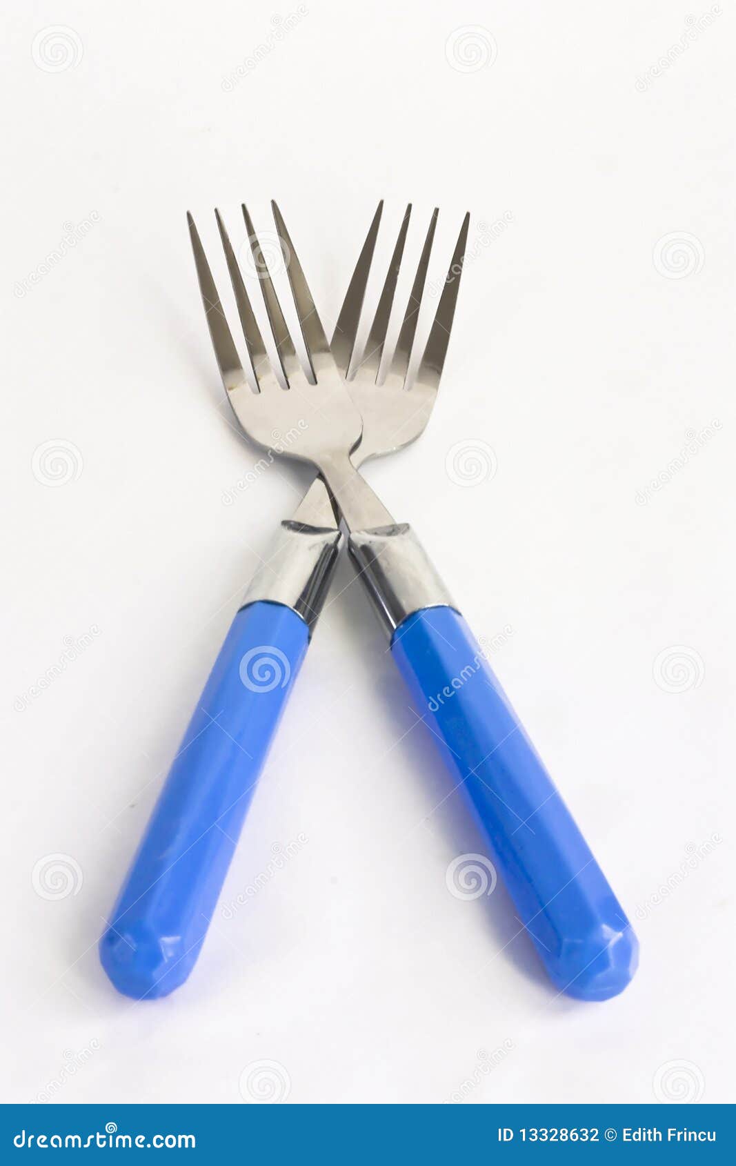 Forks with blue handler stock photo. Image of table, still - 13328632