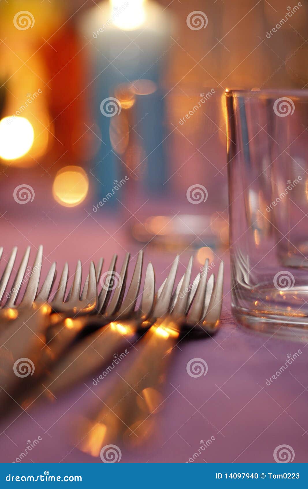 Forks and Glass on the Dining Table Stock Photo - Image of supper ...