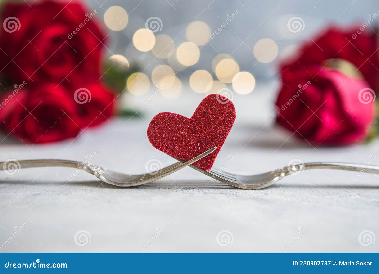 Forks and a Heart. Holiday Menu for Valentines Day Stock Image - Image ...
