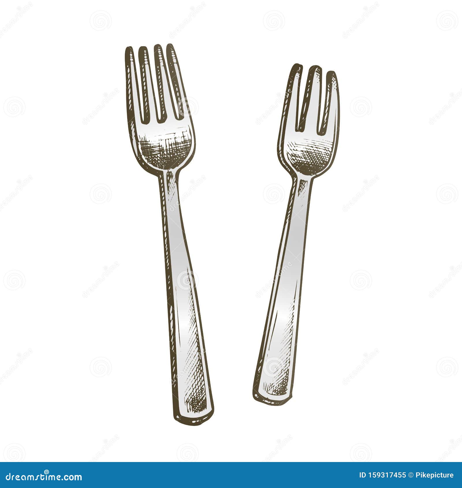 Forks Metallic Meal Kitchenware Color Vector Stock Vector ...