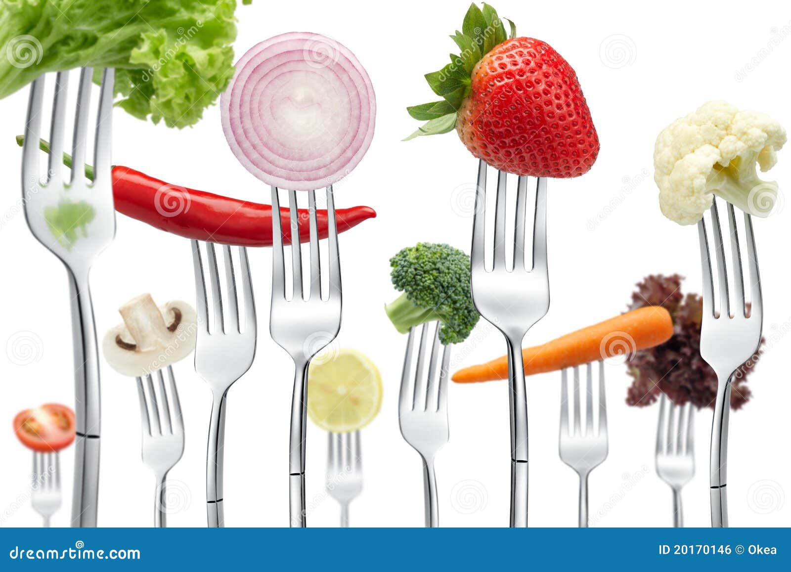 Forks with vegetables stock photo. Image of onion, broccoli - 20170146