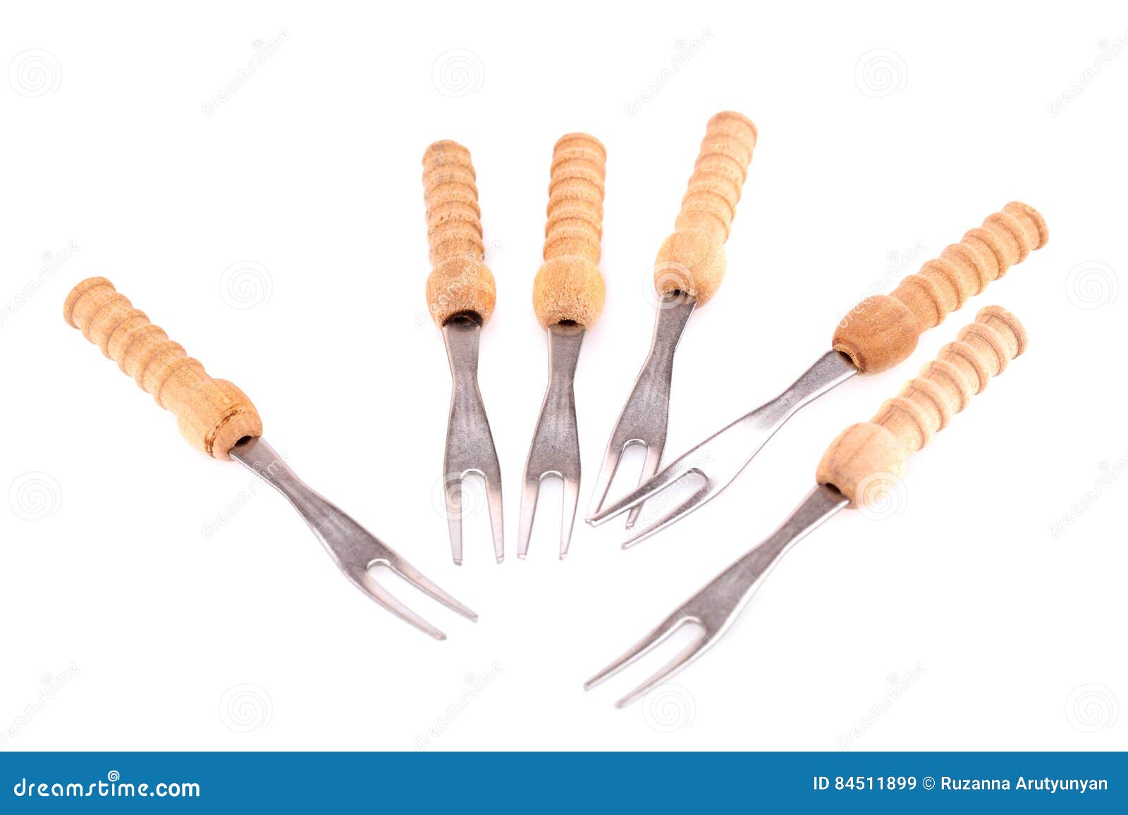 Forks with wooden handles stock image. Image of object - 84511899